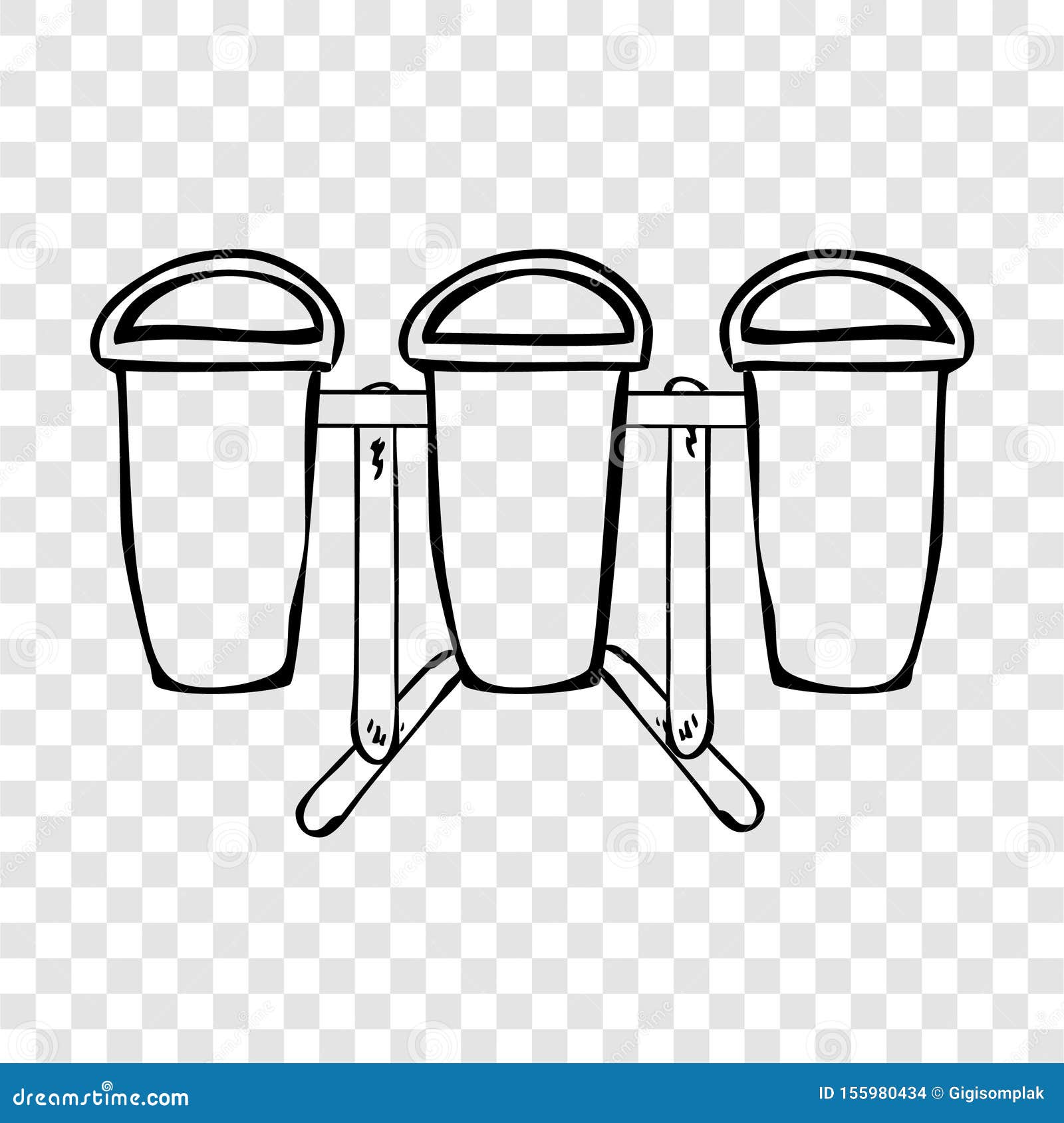 Simple Vector Outline Hand Draw Sketch of Empty Clean and Tidy Trash ...