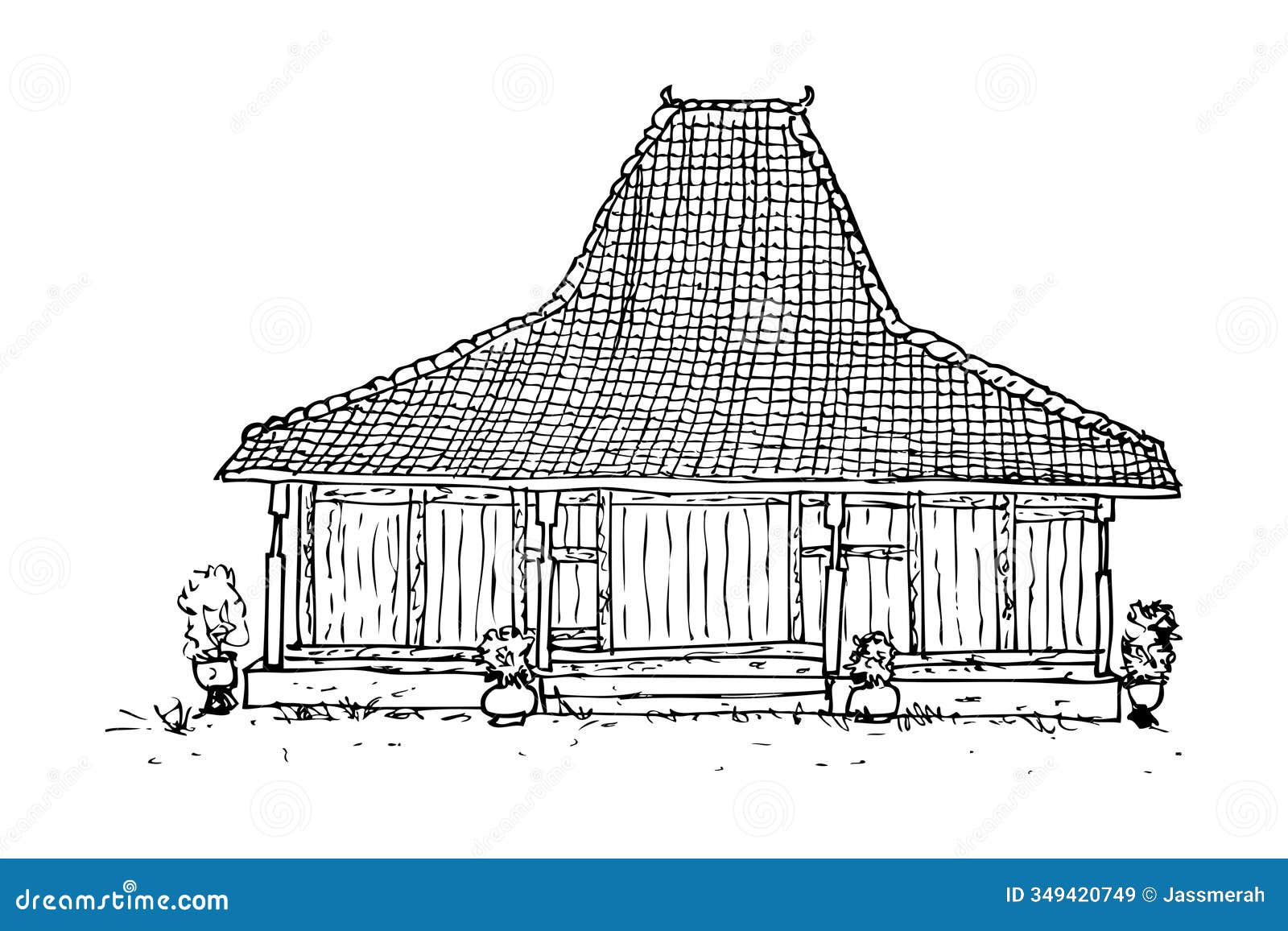 Simple Vector Outline Hand Draw Sketch Java Indonesia Mansion House ...