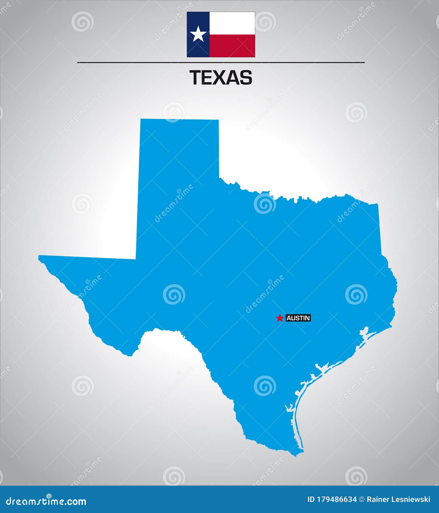 Simple Vector Outline Map of Texas with Flag Stock Vector ...
