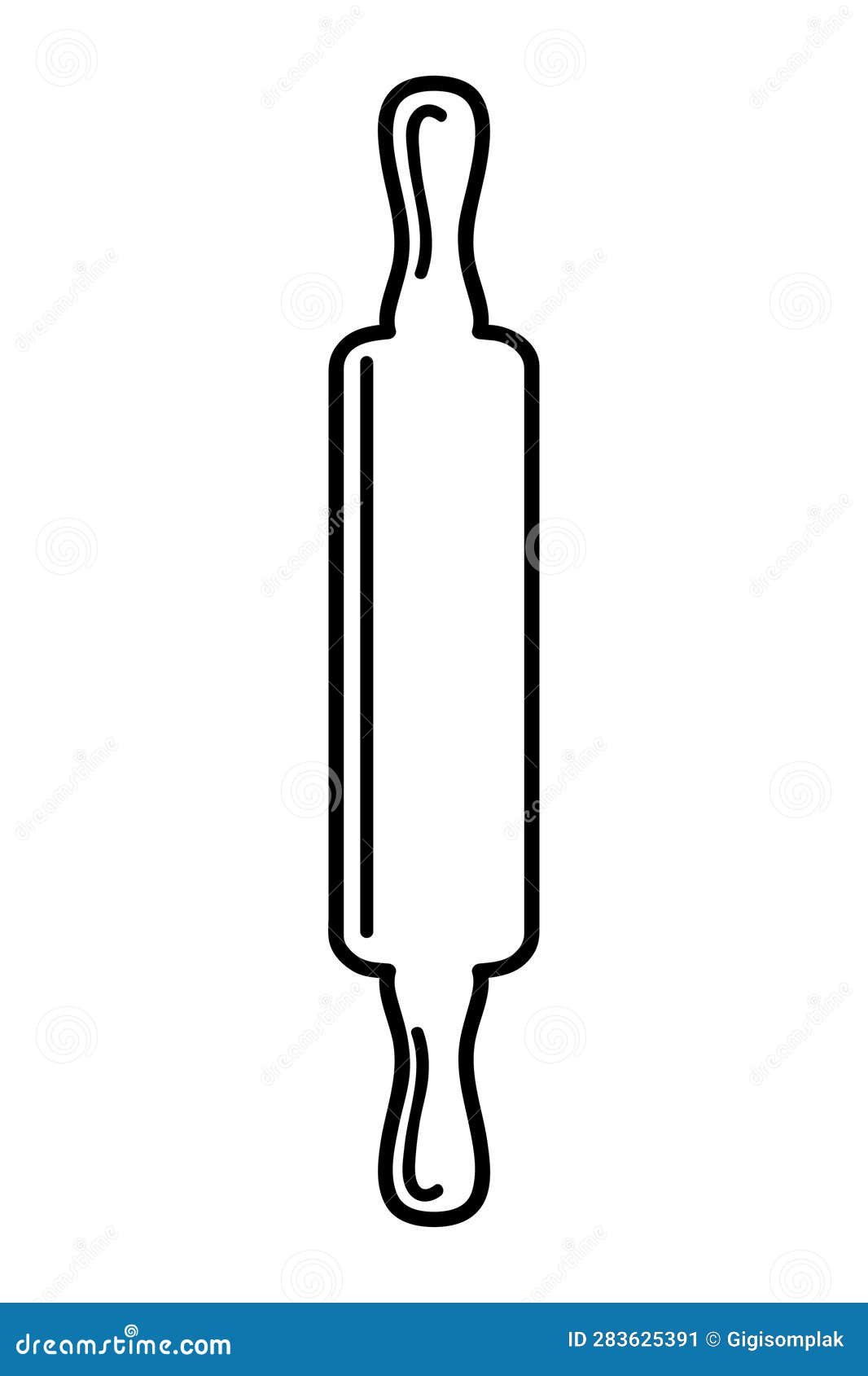 Simple Vector Outline of Rolling Pin, Isolated on White Stock Vector ...