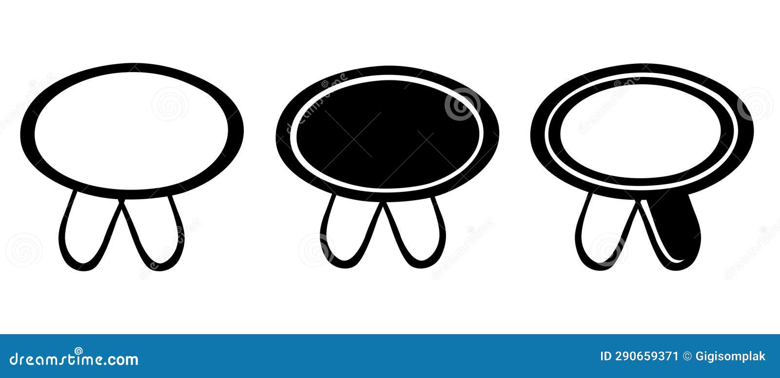 Simple Vector Oval Badge Doodle Hand Draw Sketch, Set 3 Stock Vector ...