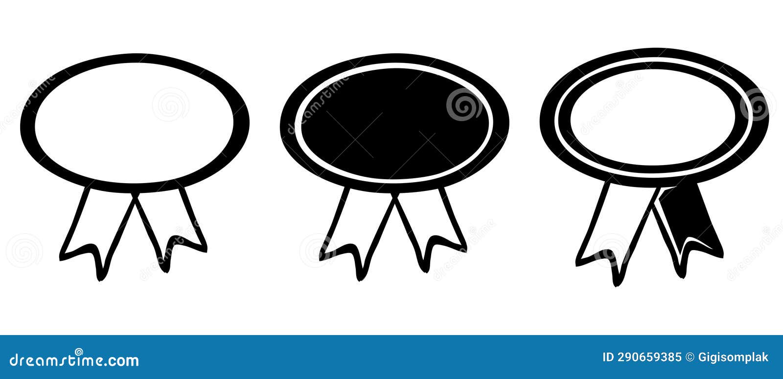 Simple Vector Oval Badge Doodle Hand Draw Sketch, Set 3 Stock Vector ...