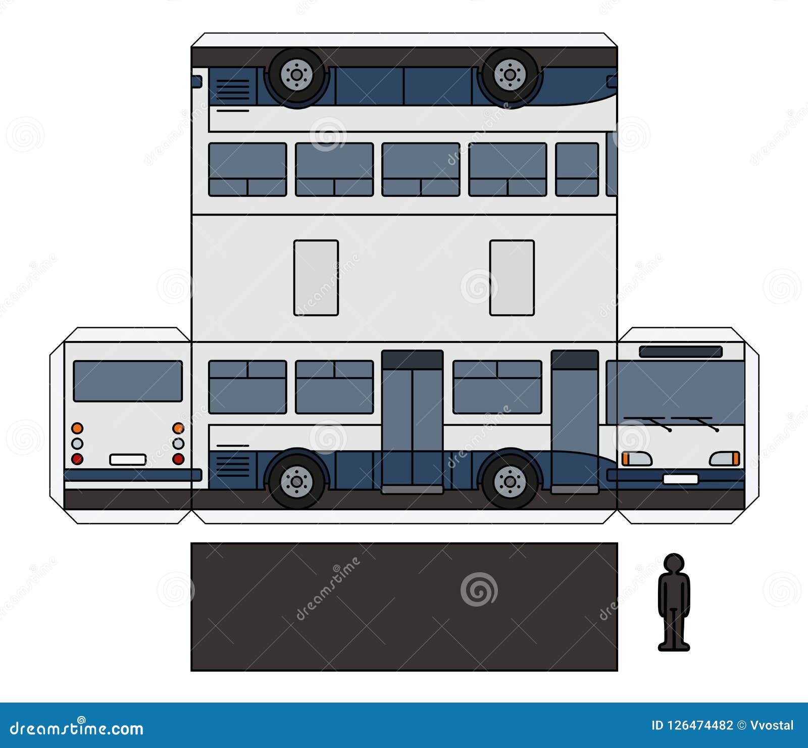The Paper Model of a Small Bus Stock Vector - Illustration of black ...