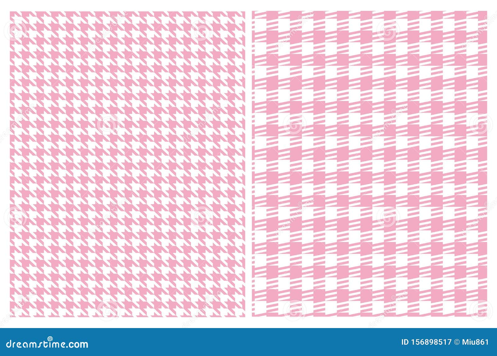 Simple Vector Pattern with Pink and White Houndstooth and Grid. Stock ...
