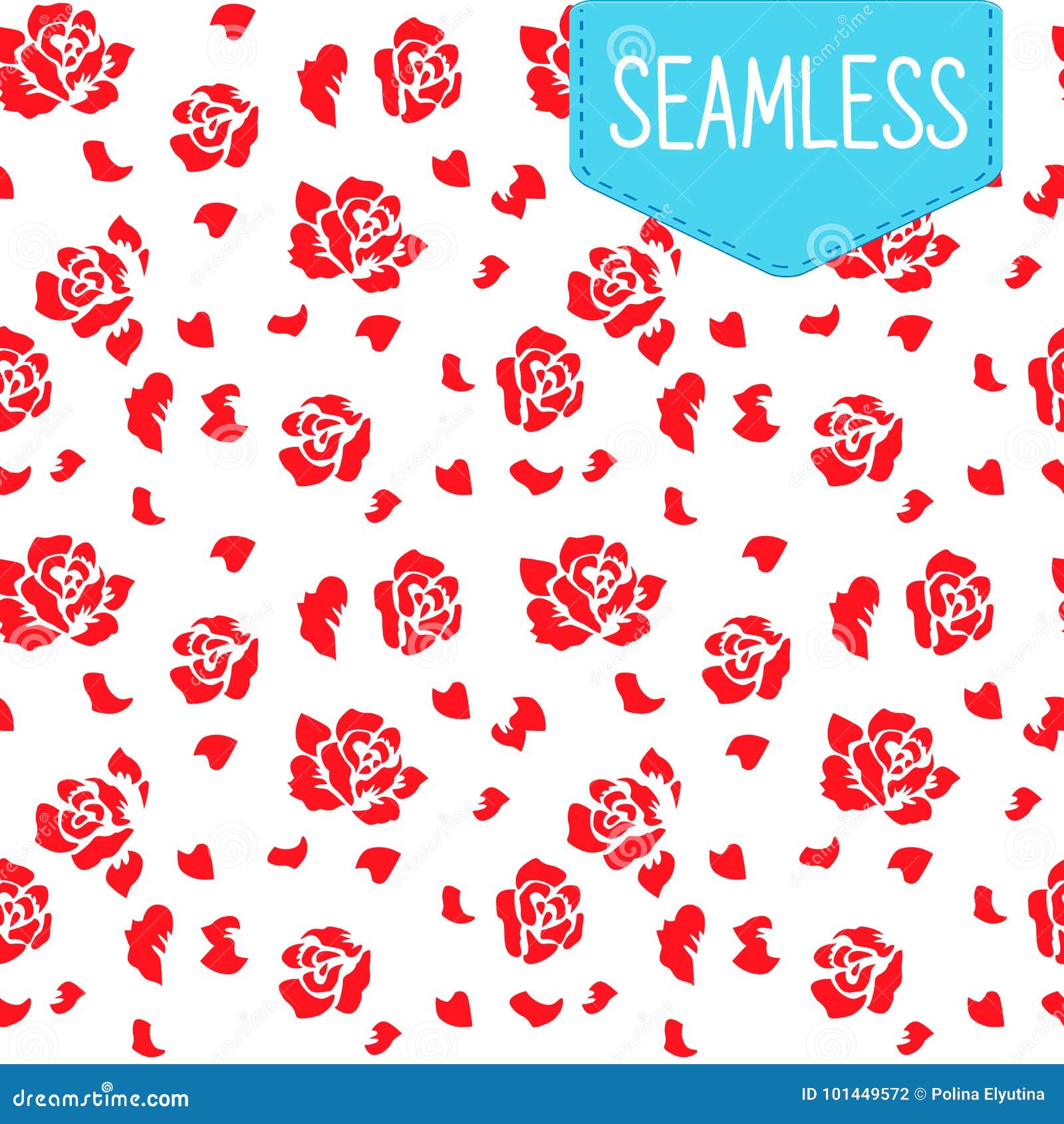 Simple Vector Pattern with Red Flowers Stock Vector - Illustration of ...