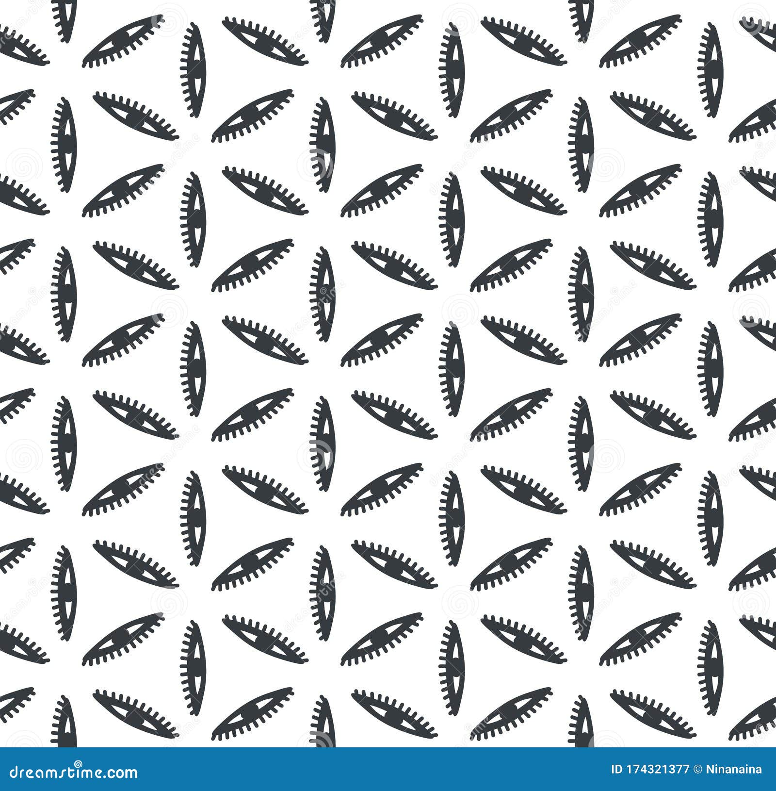 Simple Vector Pattern with Stylized Doodle Eyes. Stock Vector ...