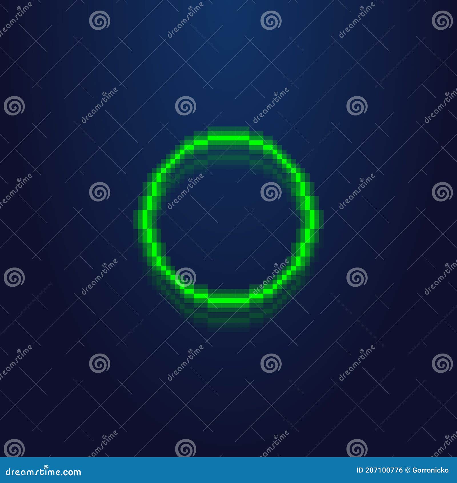 Simple Vector Pixel Art Illustration of Green Led Light Circle Stock ...