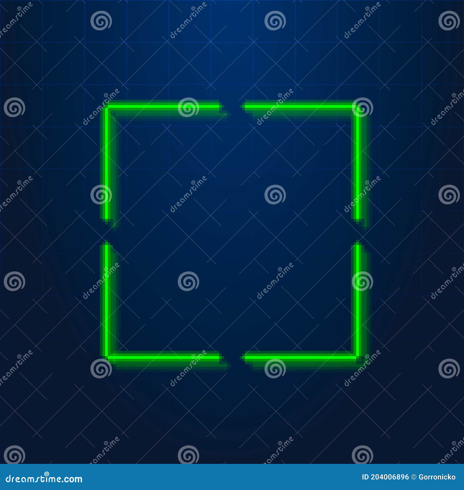 Simple Vector Pixel Art Illustration of Green Led Light Square Corners ...