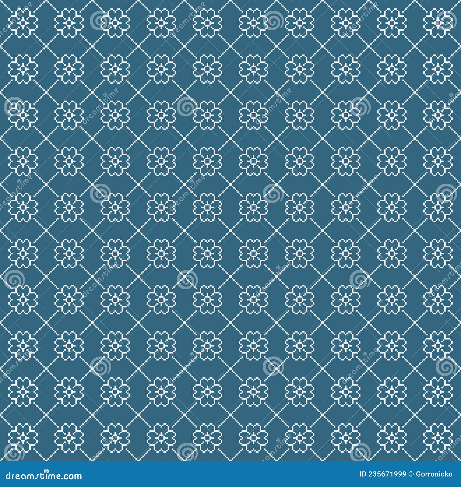 Vector Pixel Art Seamless Pattern of Minimalistic Abstract Blooming ...