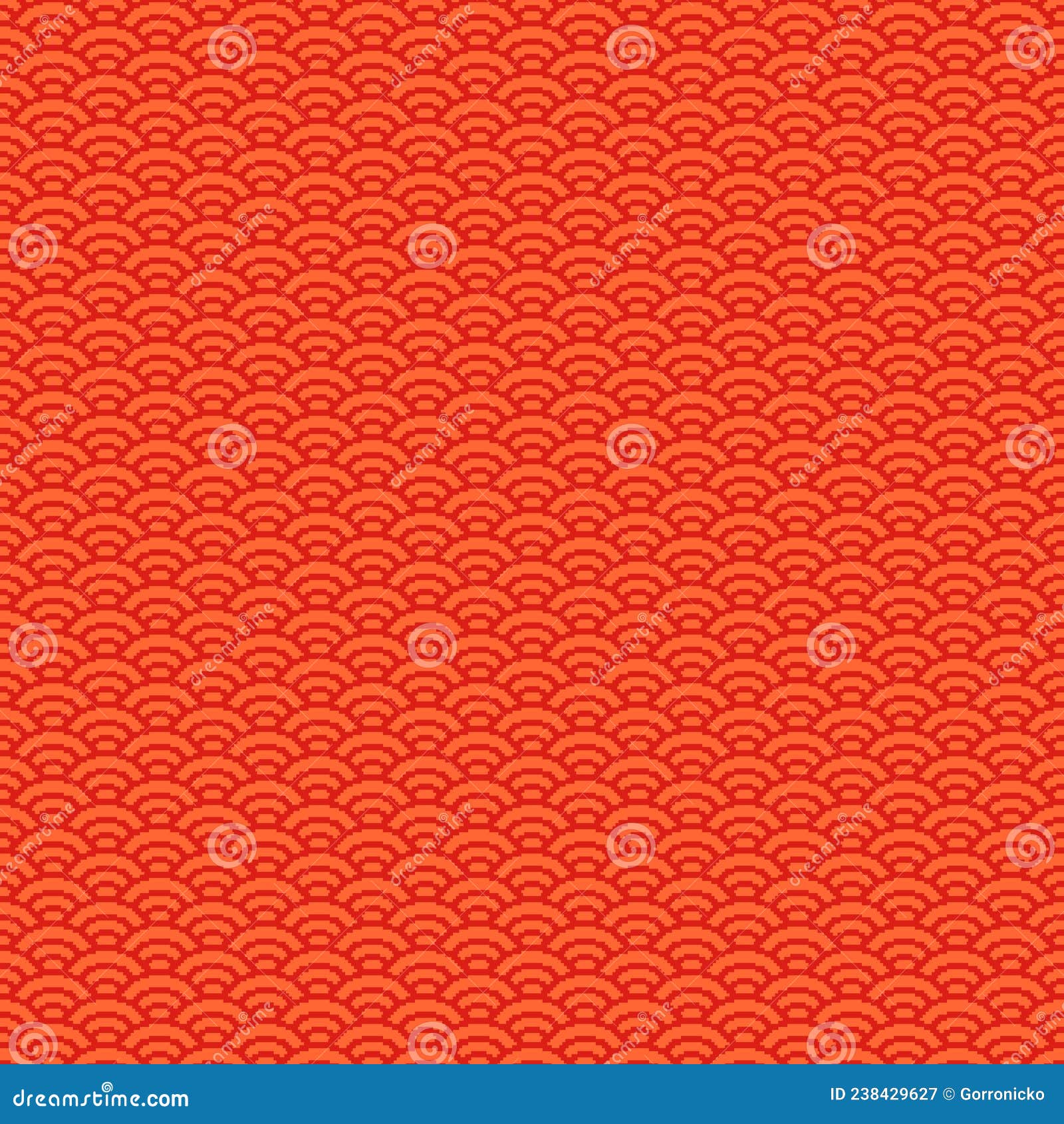 Vector Pixel Art Seamless Pattern of Minimalistic Red Scaly Japanese ...