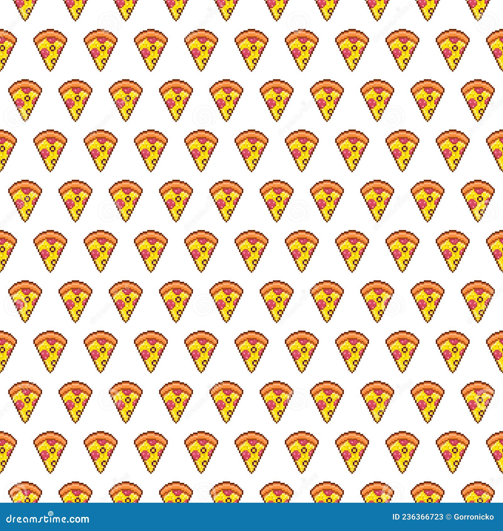 Vector Pixel Art Seamless Pattern of Slices of Pizza with Sausage ...