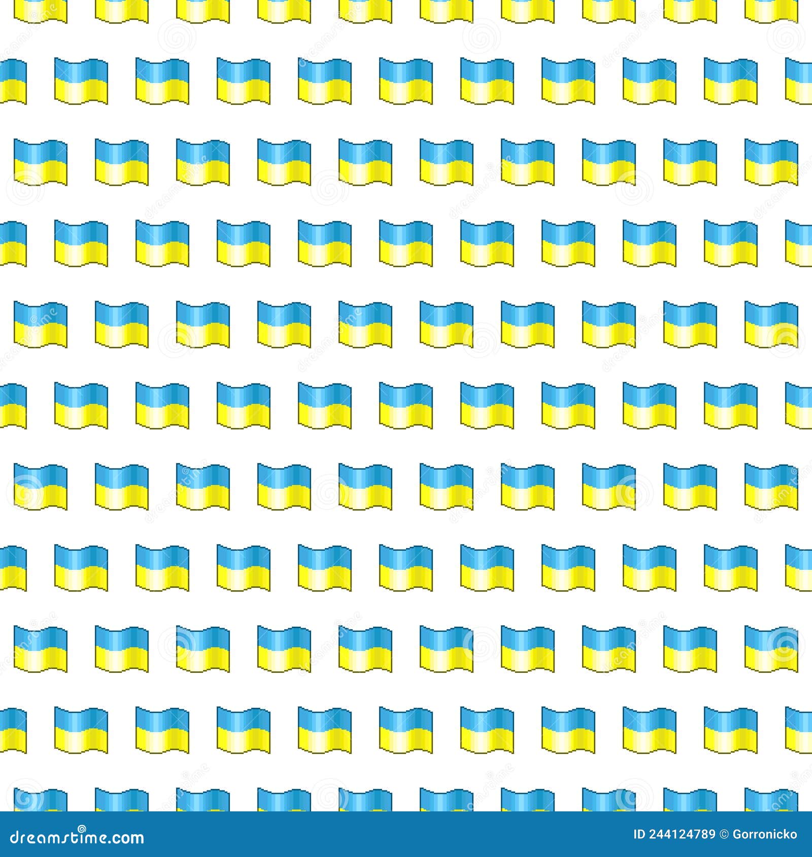 Simple Vector Pixel Art Seamless Pattern of Waving Flag of Ukraine on ...