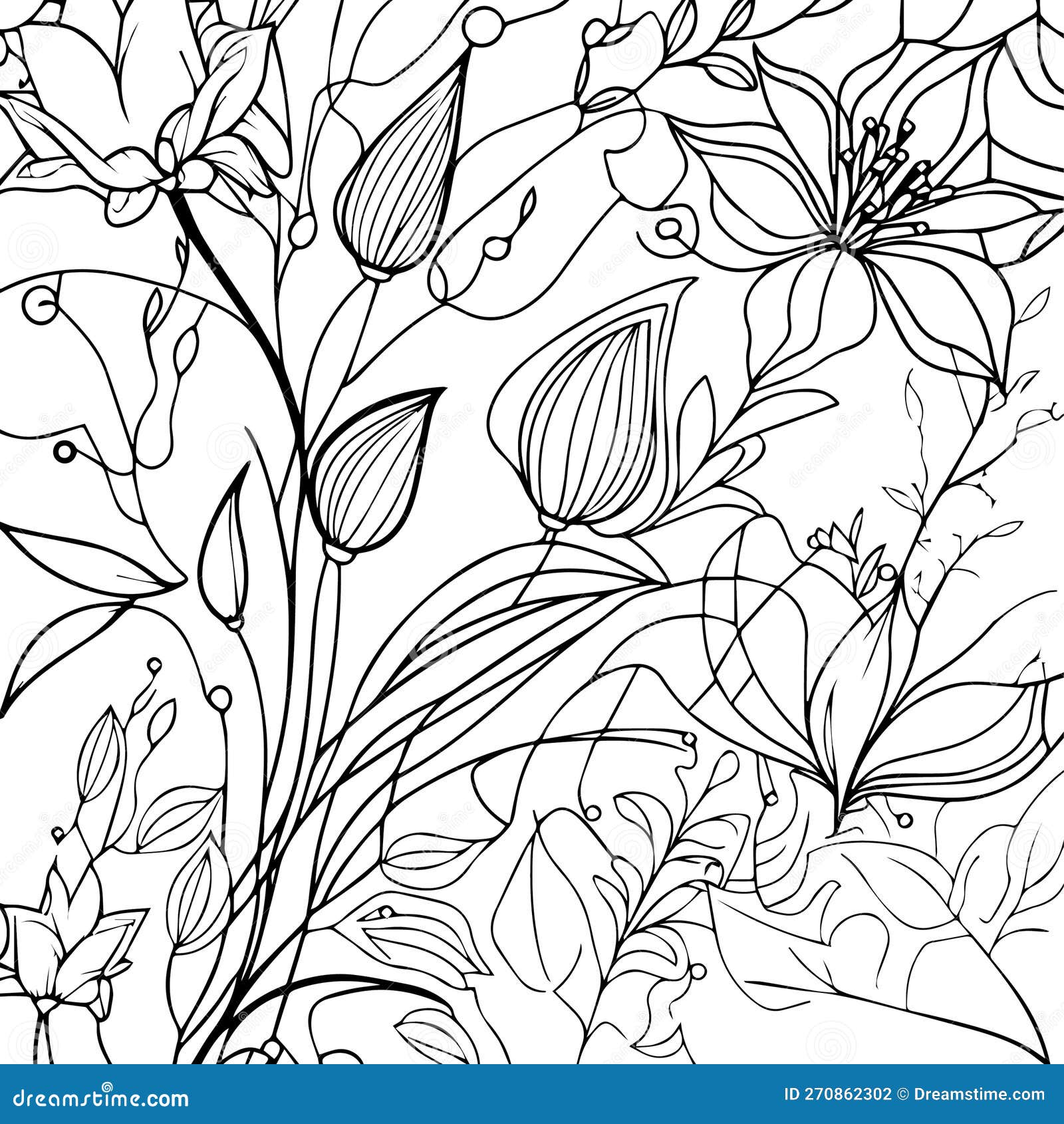 Simple Vector Plant Pattern. Black and White Vector. Stock Vector ...