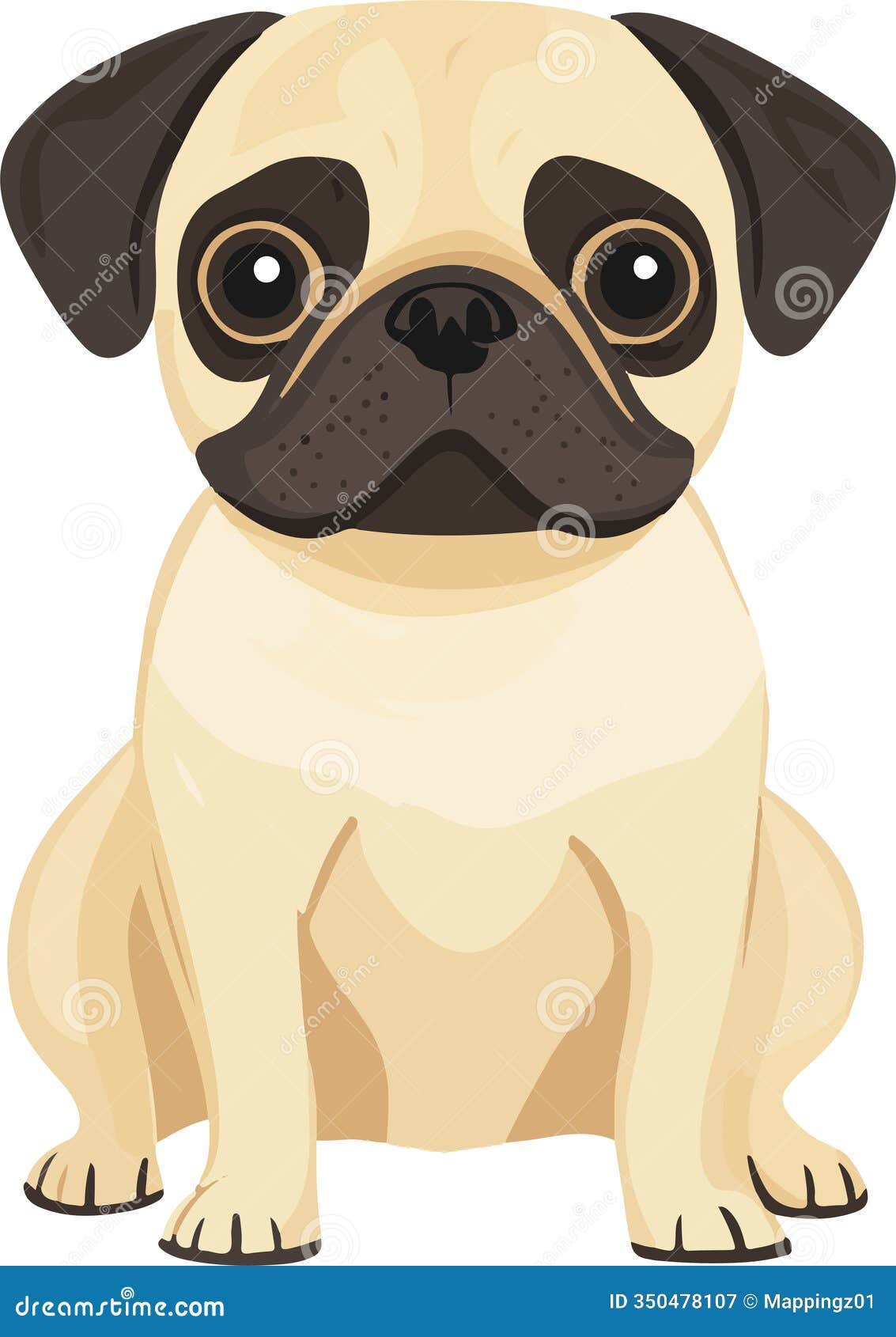 Simple vector Pug clipart stock vector. Illustration of kids - 350478107