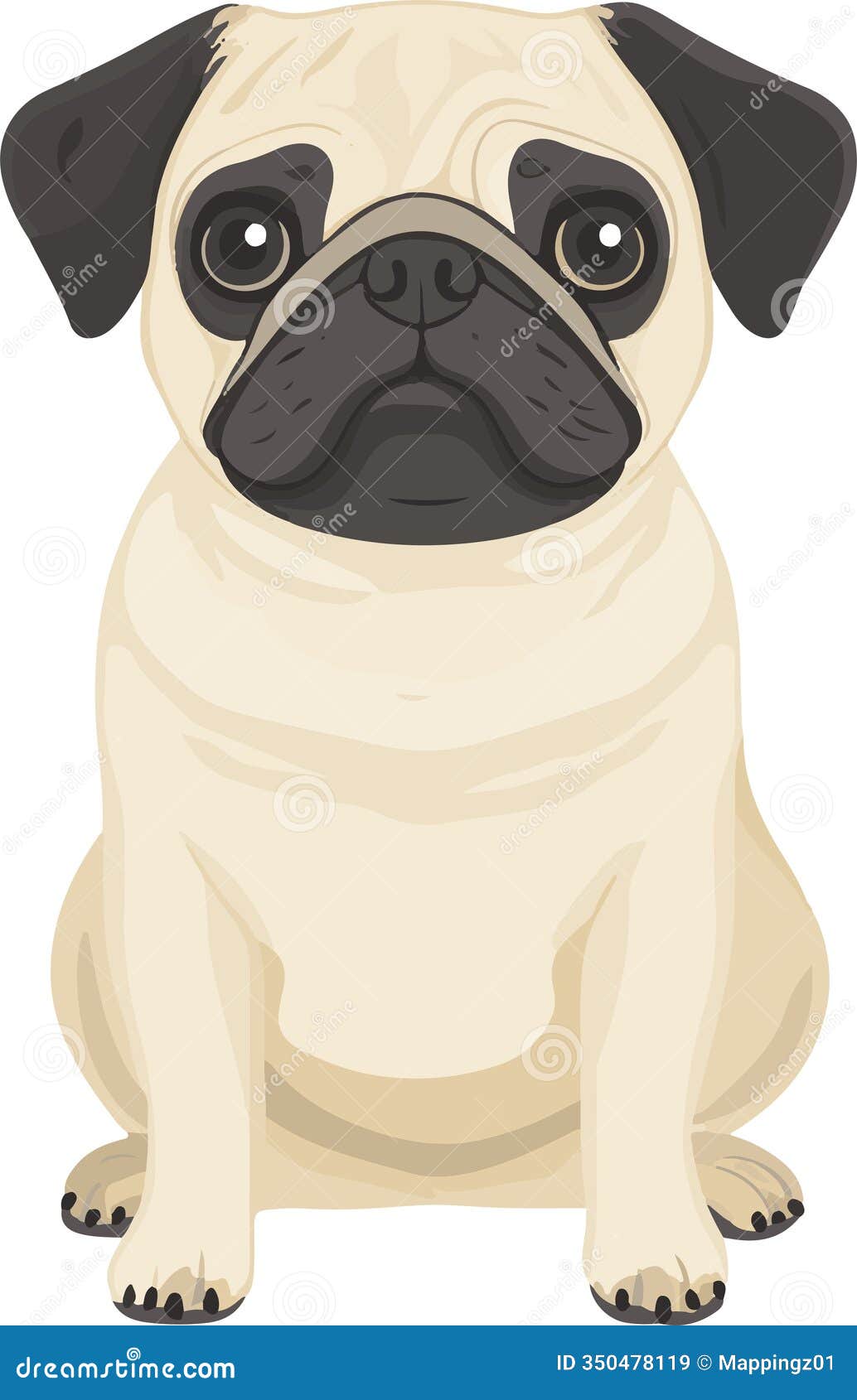 Simple vector pug clipart stock vector. Illustration of transparent ...