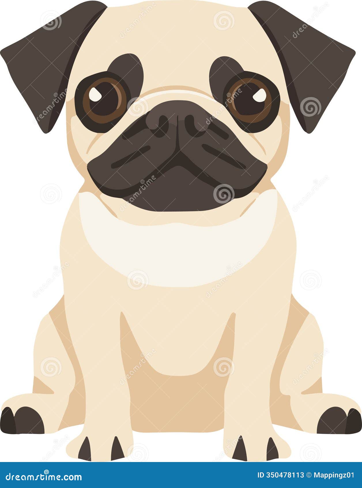 Simple vector pug clipart stock vector. Illustration of transparent ...