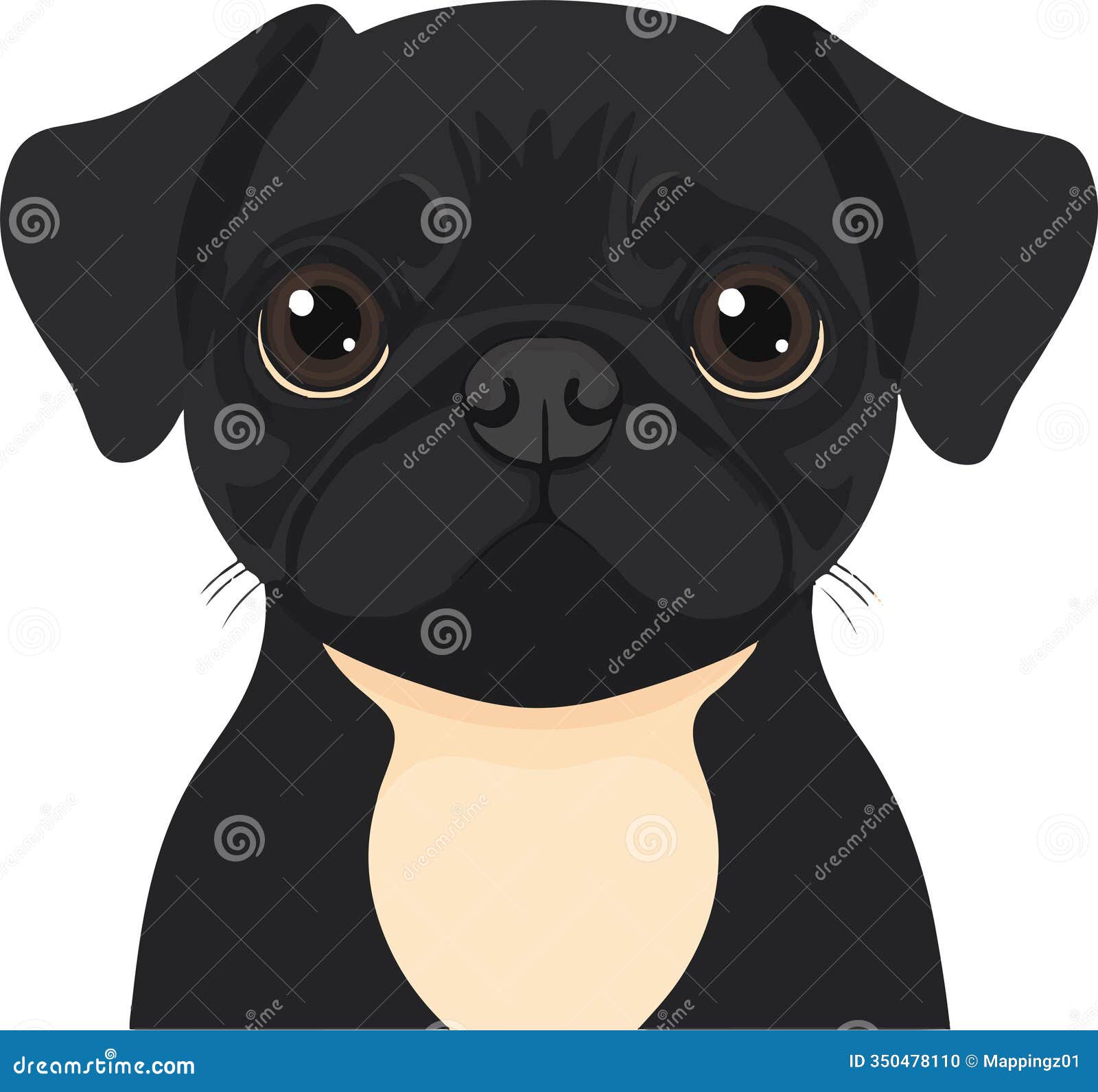 Simple vector pug clipart stock vector. Illustration of cute - 350478110
