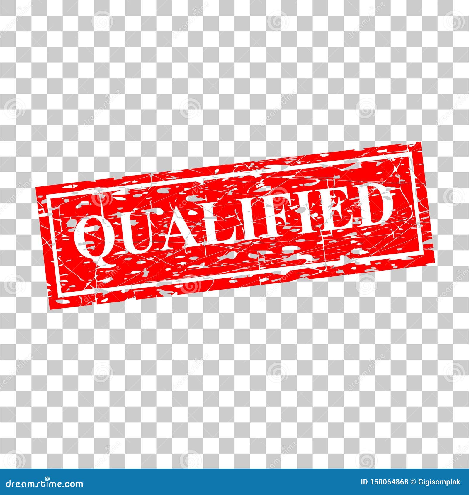 Simple Vector, Qualified, Streak Red Rubber Stamp, at Transparent ...