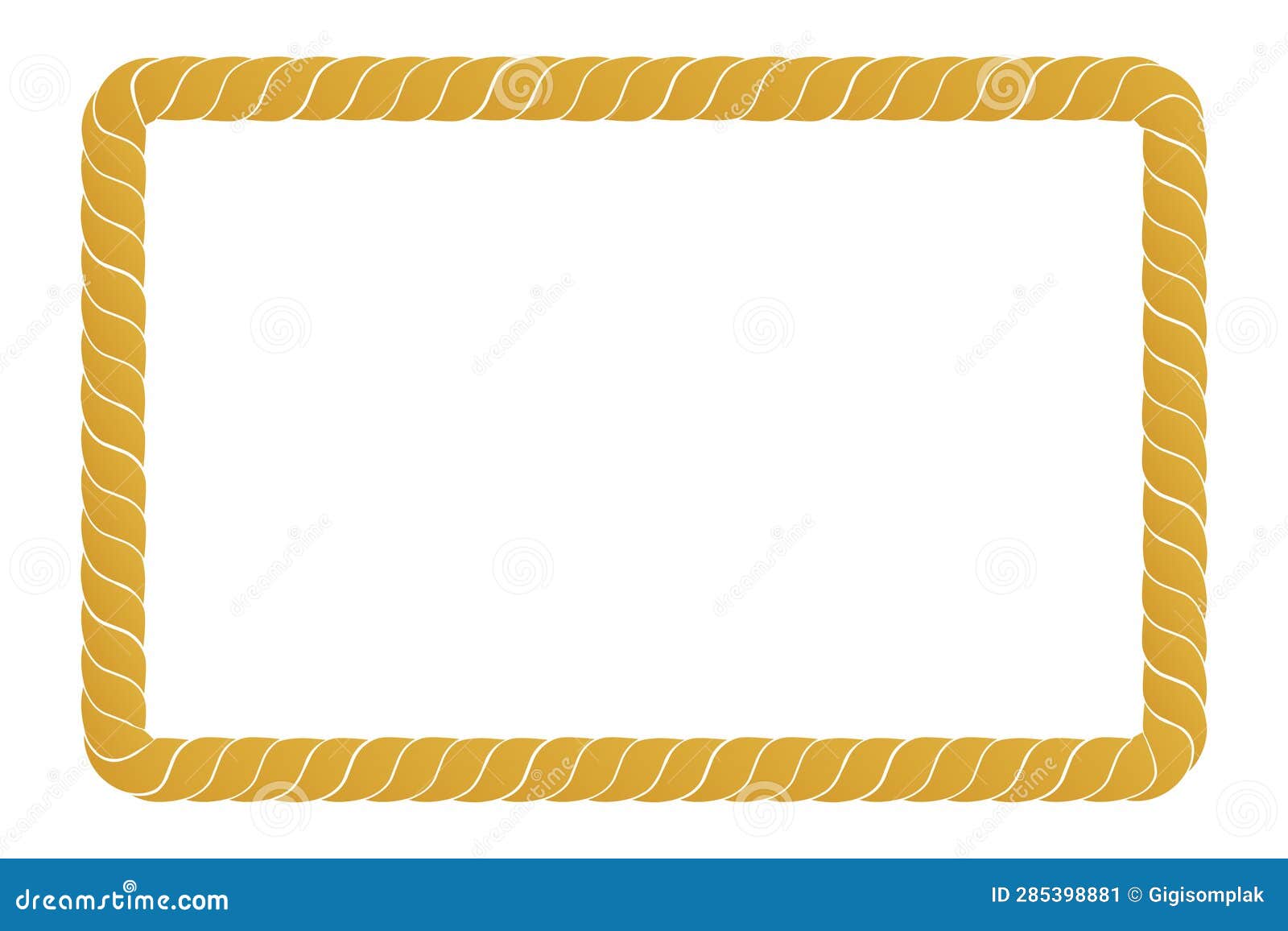 Simple Vector Rectangle Frame from Golden Rope for Element Design Stock ...