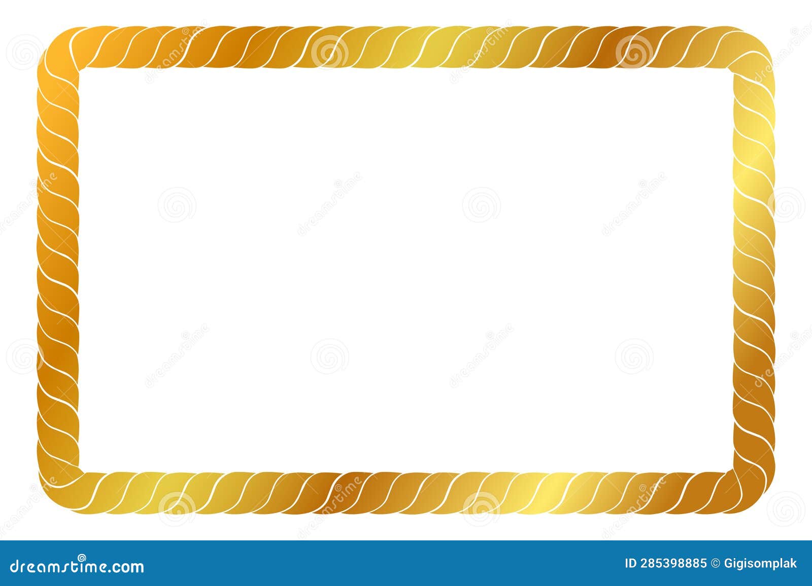 Simple Vector Rectangle Frame from Golden Rope for Element Design Stock ...