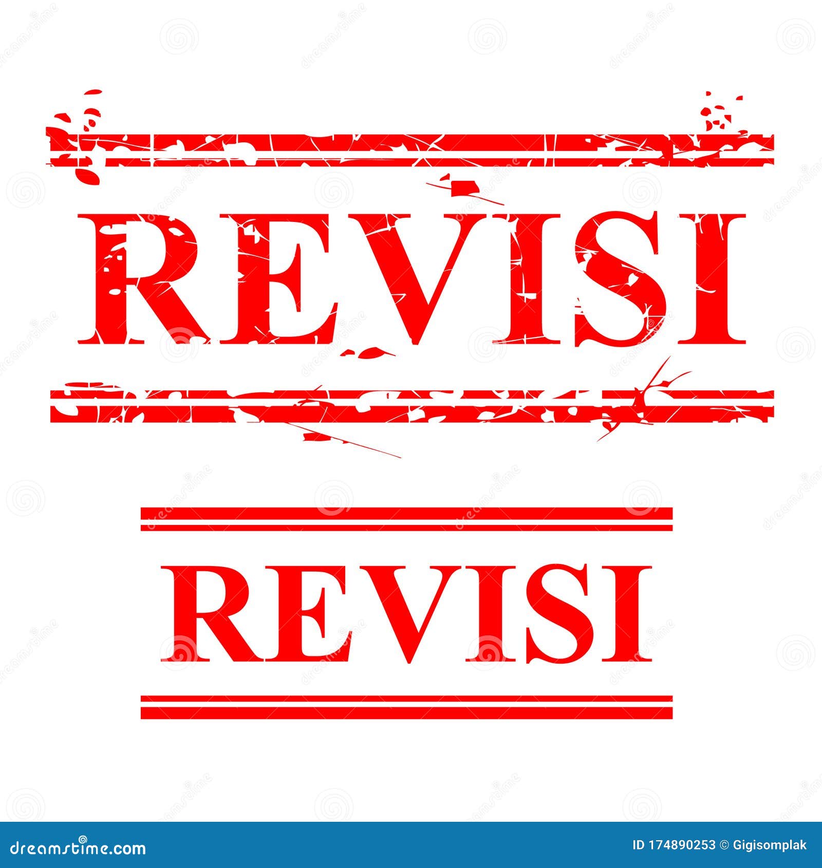 Simple Vector, Rectangle Red Grunge Rubber Stamp, Revisi, Revision in ...