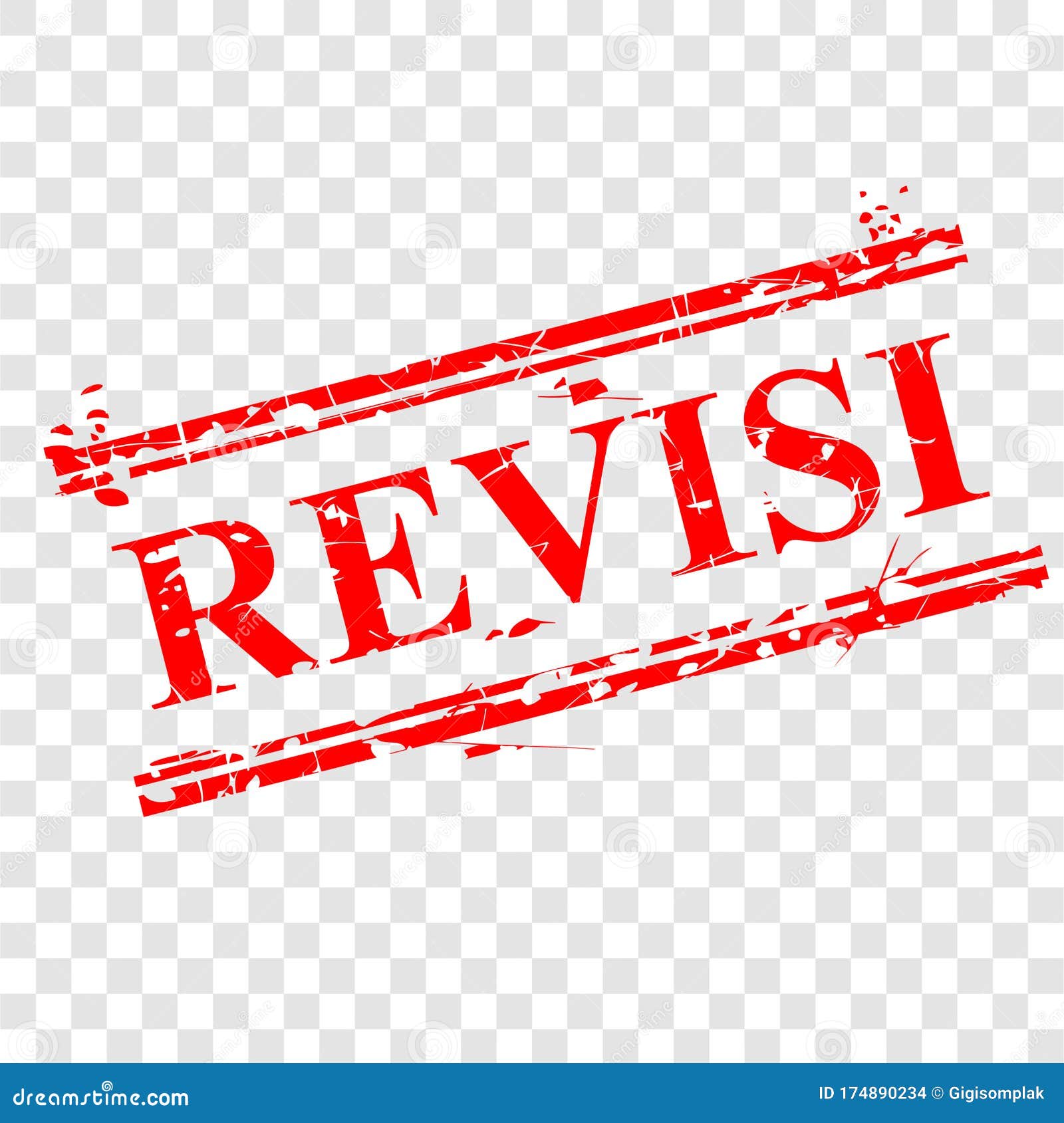 Simple Vector, Rectangle Red Grunge Rubber Stamp, Revisi, Revision in ...