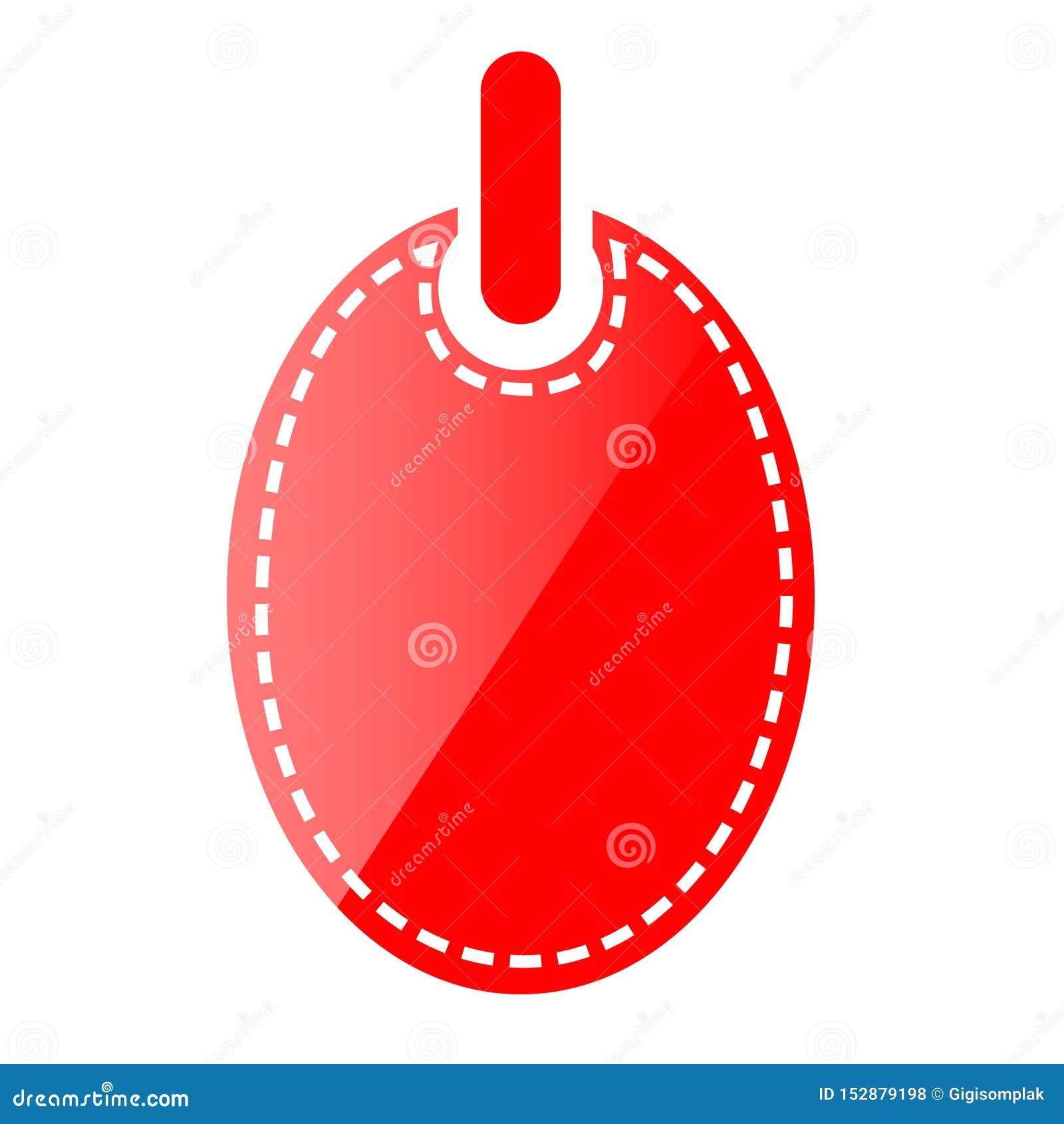 Simple Vector Red Shining Oval Blank Tag, Icon Style, Isolated on White ...
