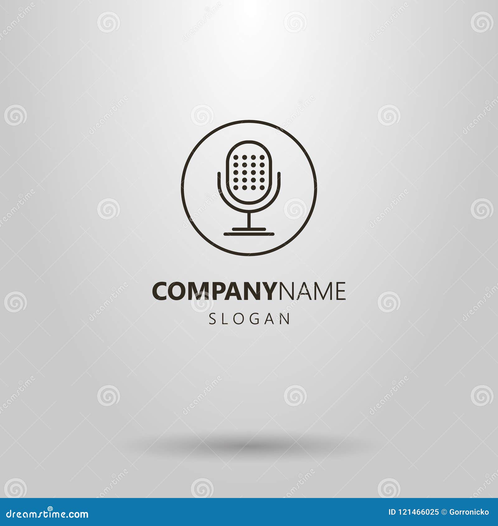 Simple Vector Retro Style Microphone Logo in the Round Frame Stock ...