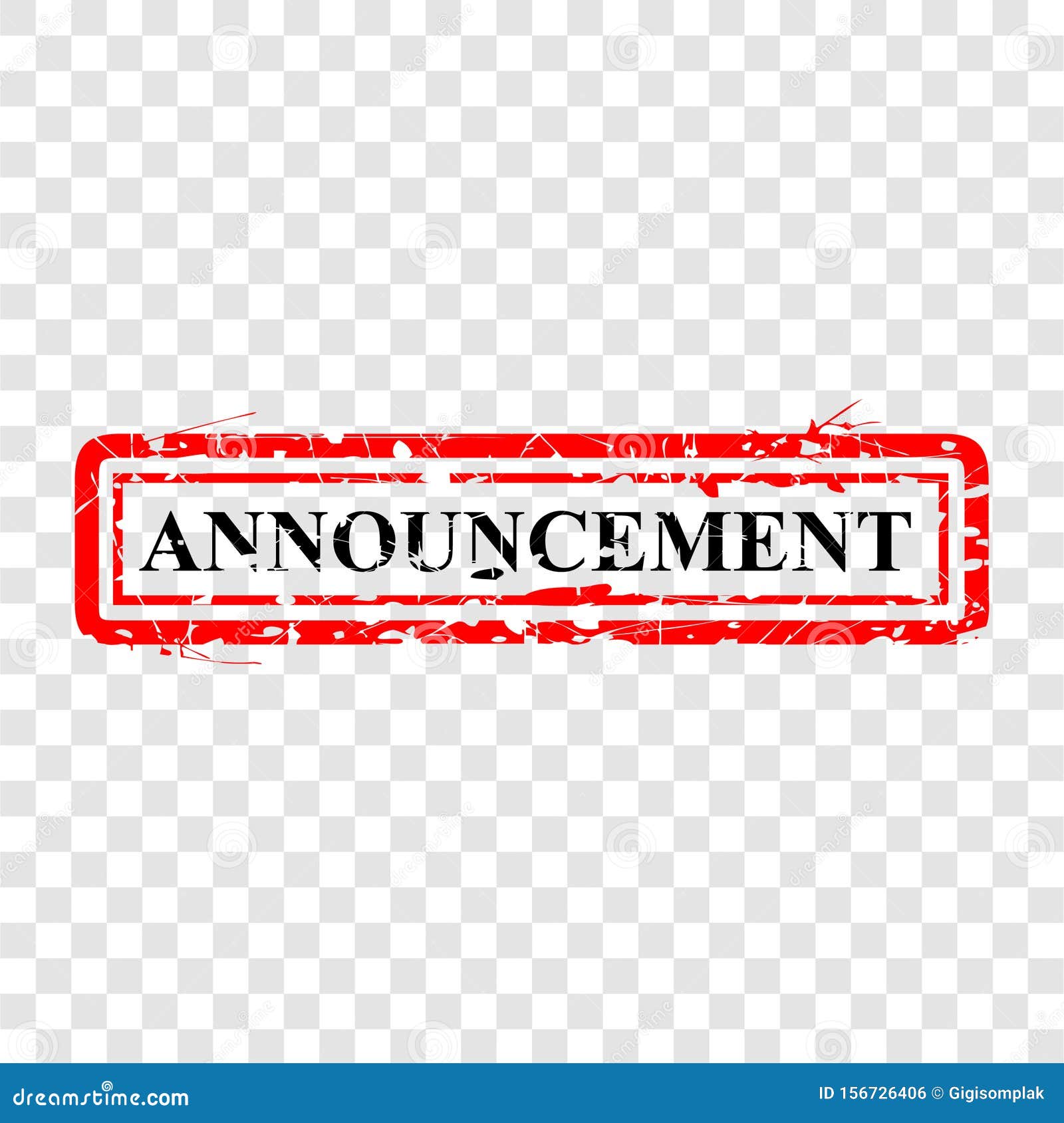 Simple Vector, Scratch Red and Black Rubber Stamp, Announcement, at ...