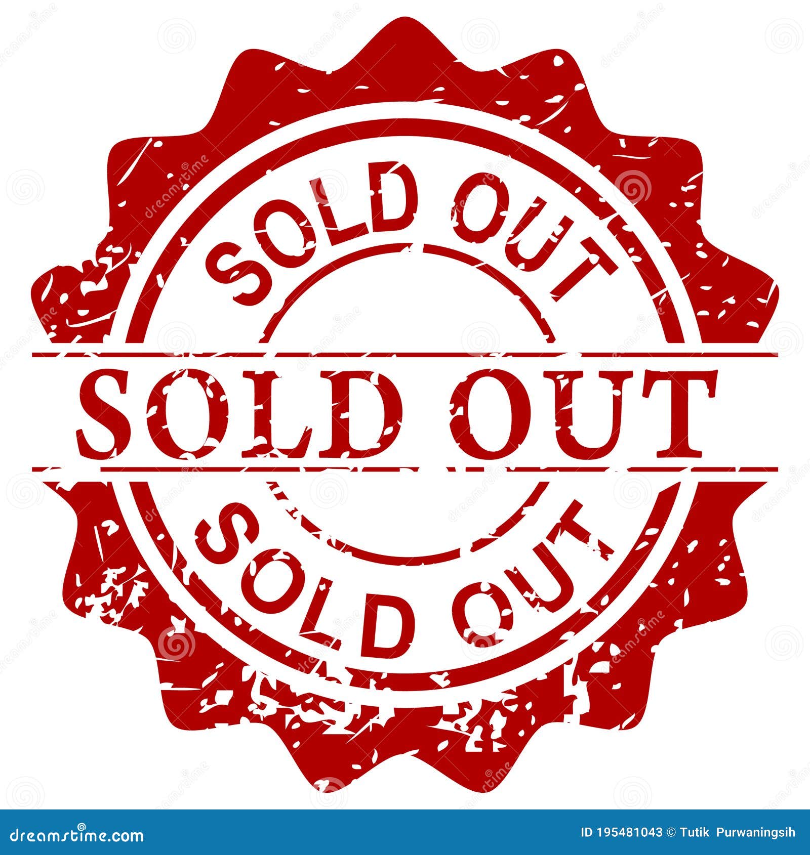 Simple Vector Scratch Red Circle Rubber Stamp, Sold Out, Isolated on ...