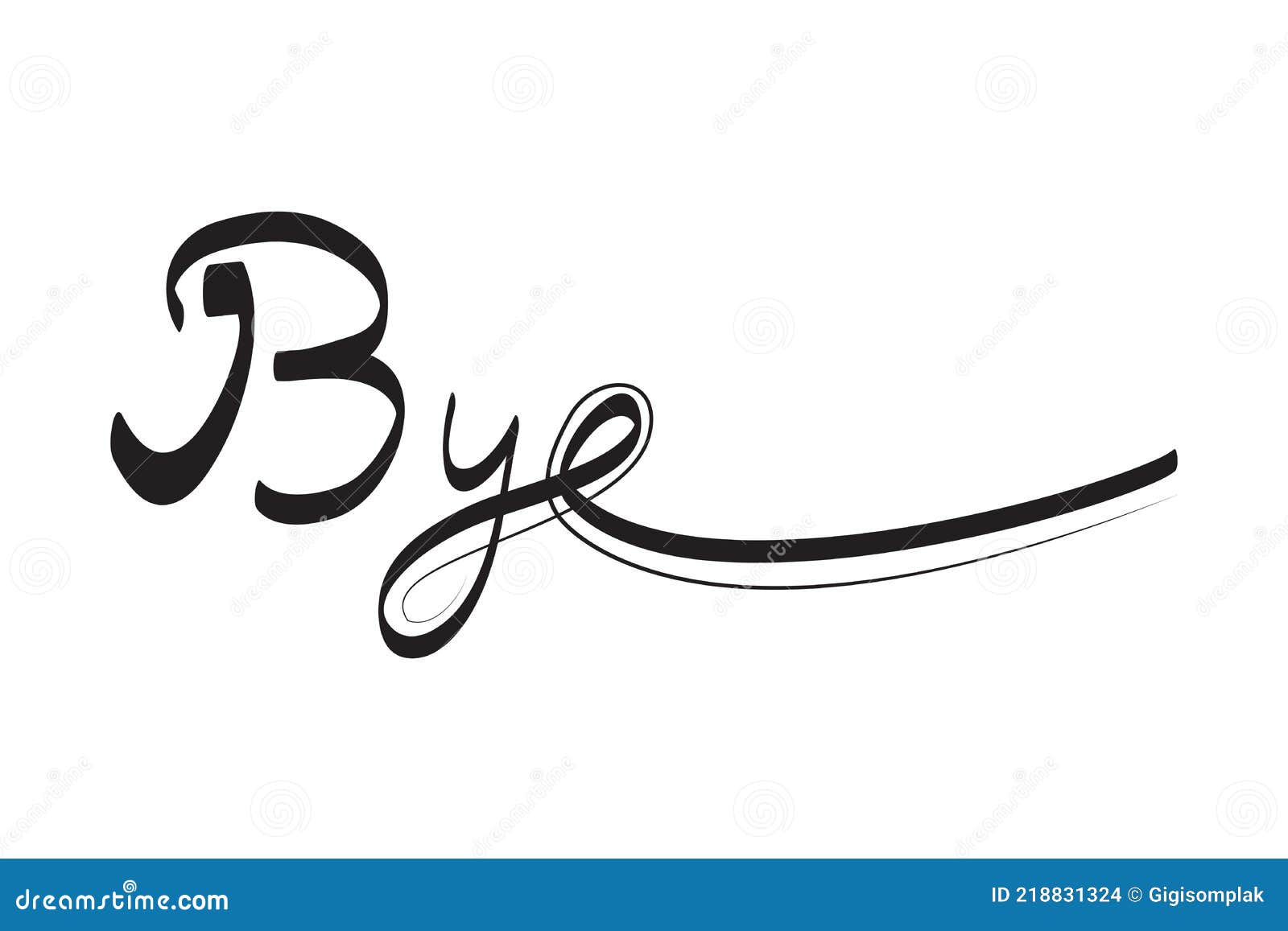 Simple Vector Script Text, Bye, Isolated on White Stock Vector ...