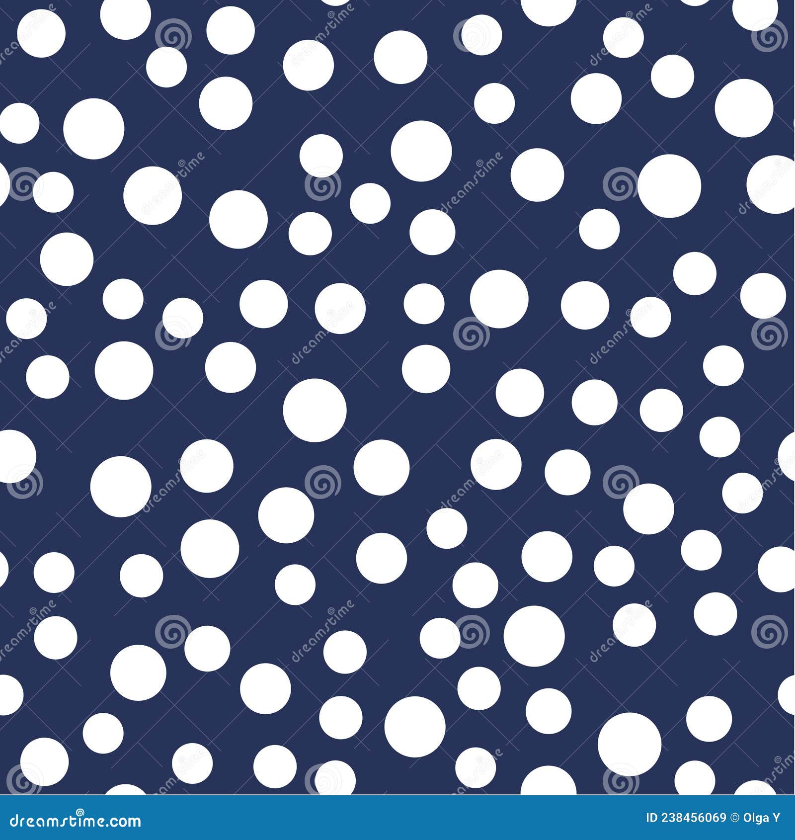Simple Vector Seamless Pattern with White Circles on a Blue Background ...