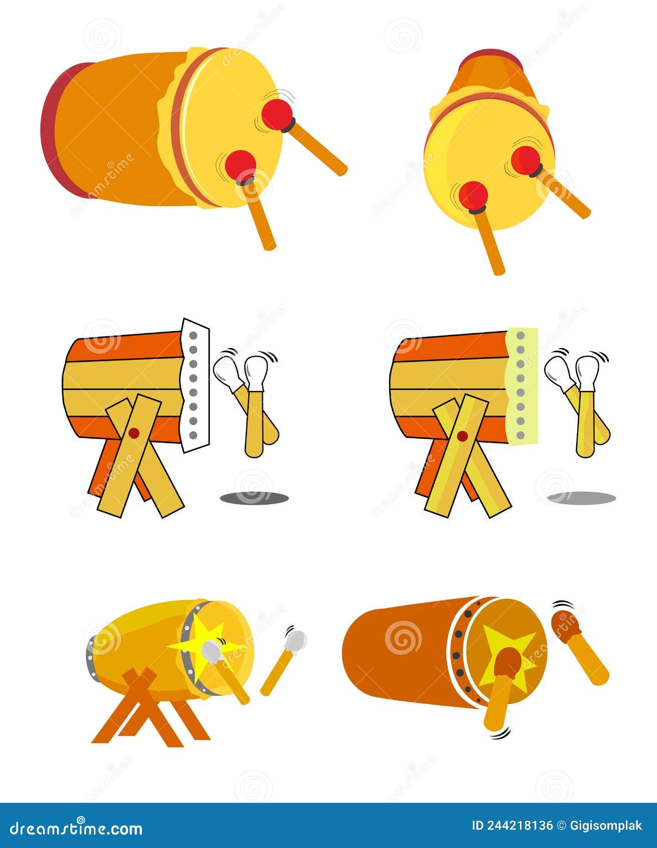 Bedug Or Beduk, Indonesia Traditional Drum And Stick At White ...