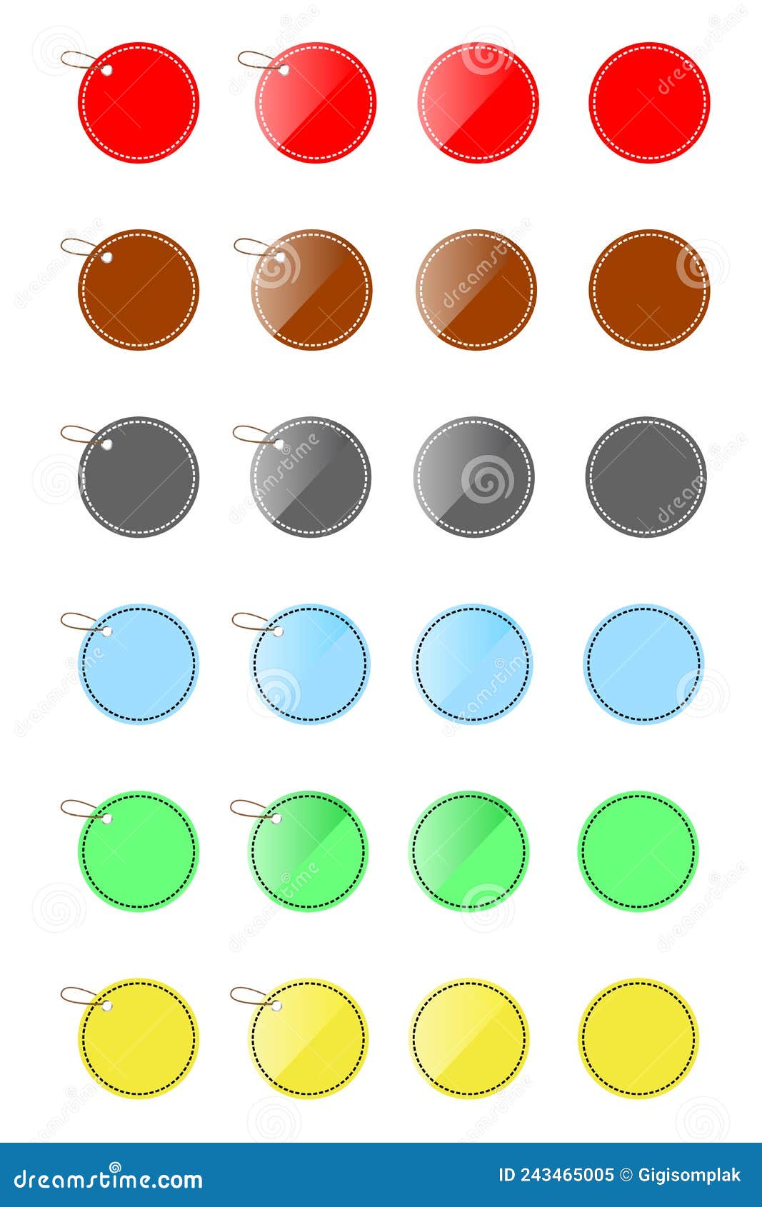 Simple Vector Set 24 Circle Blank Tag, Isolated on White Stock Vector ...