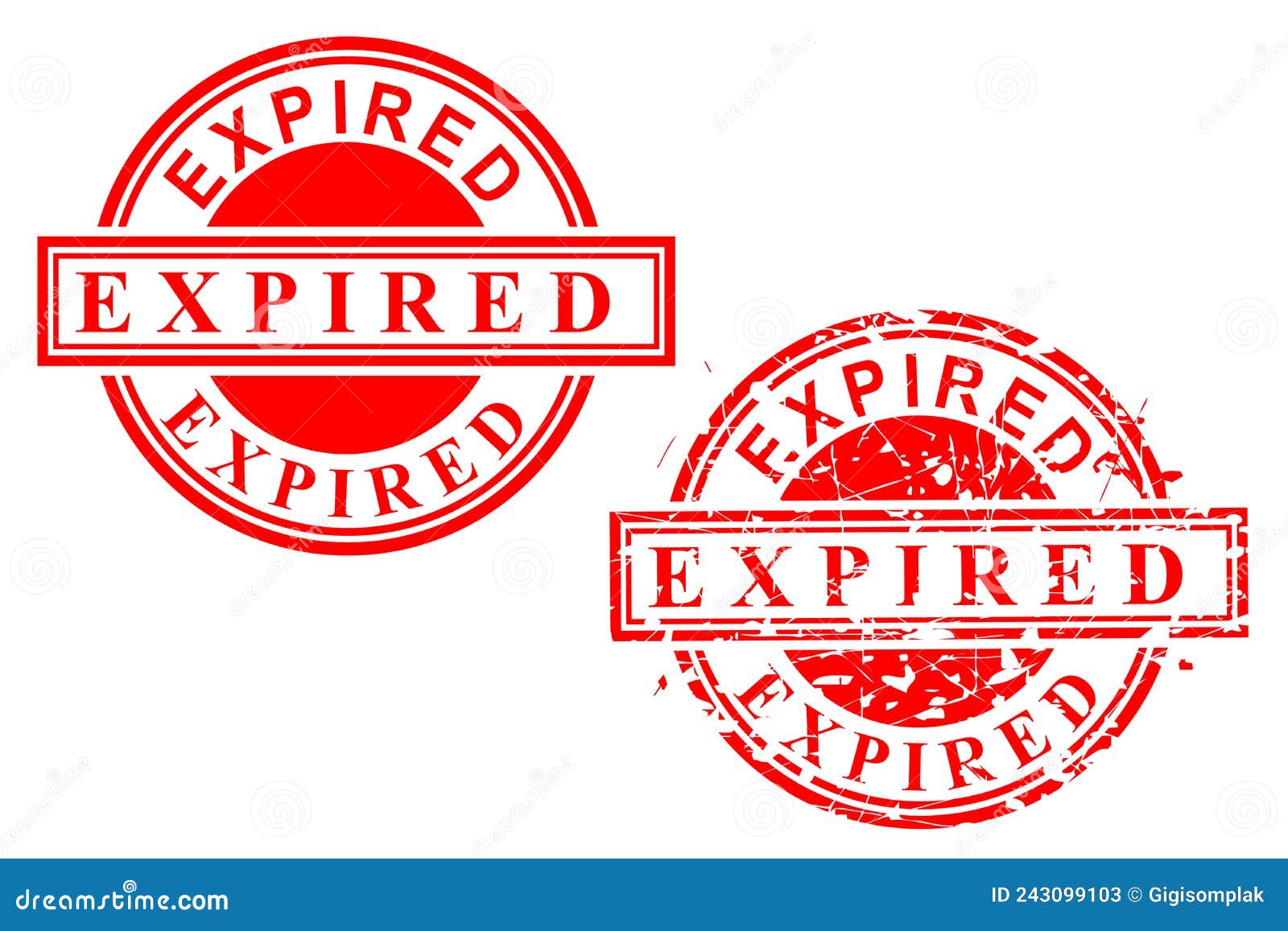 Simple Vector, Set 2 Circle Red Rubber Stamp, Expired, Isolated on ...