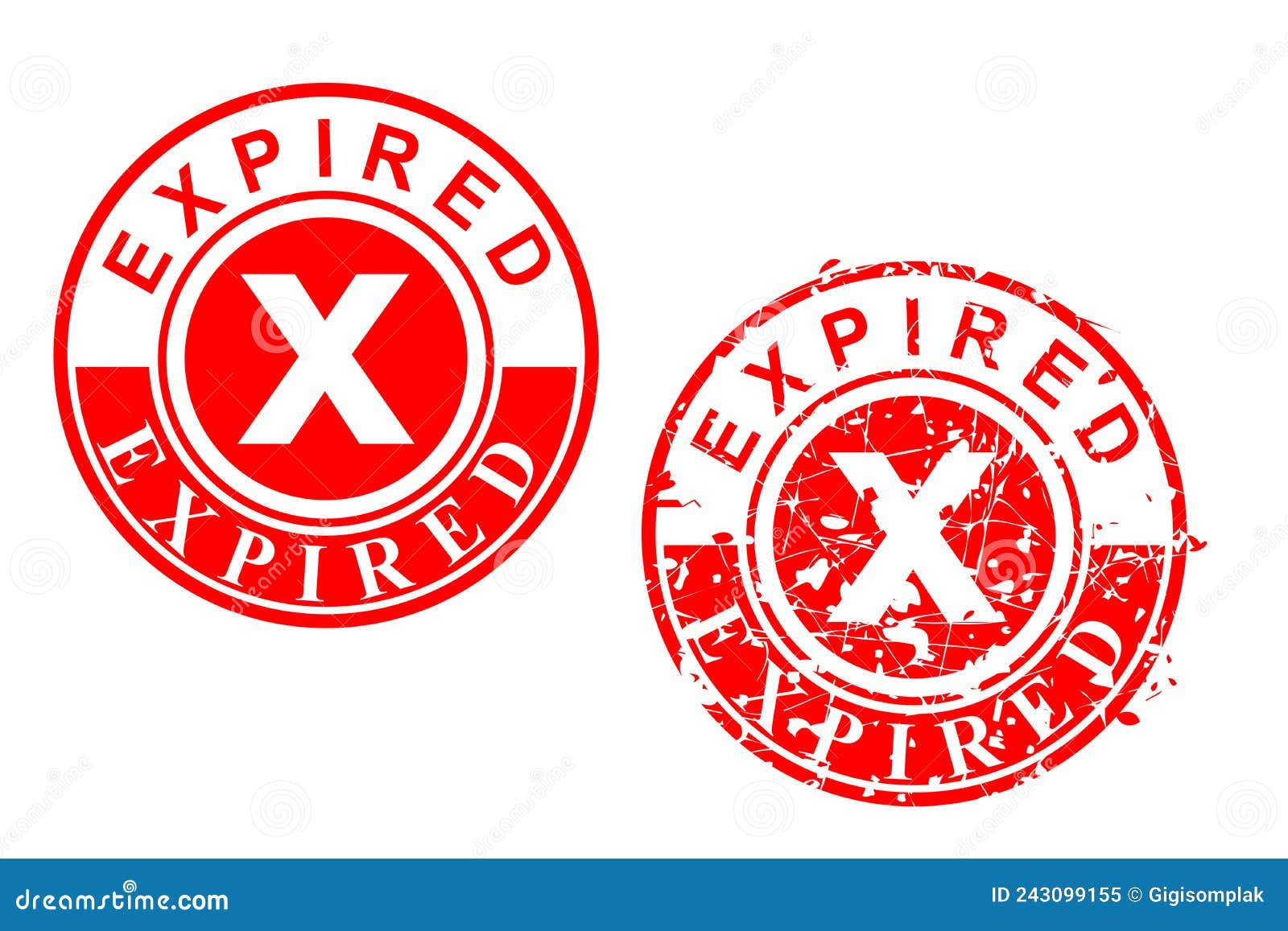 Simple Vector, Set 2 Circle Red Rubber Stamp, Expired, Isolated on ...