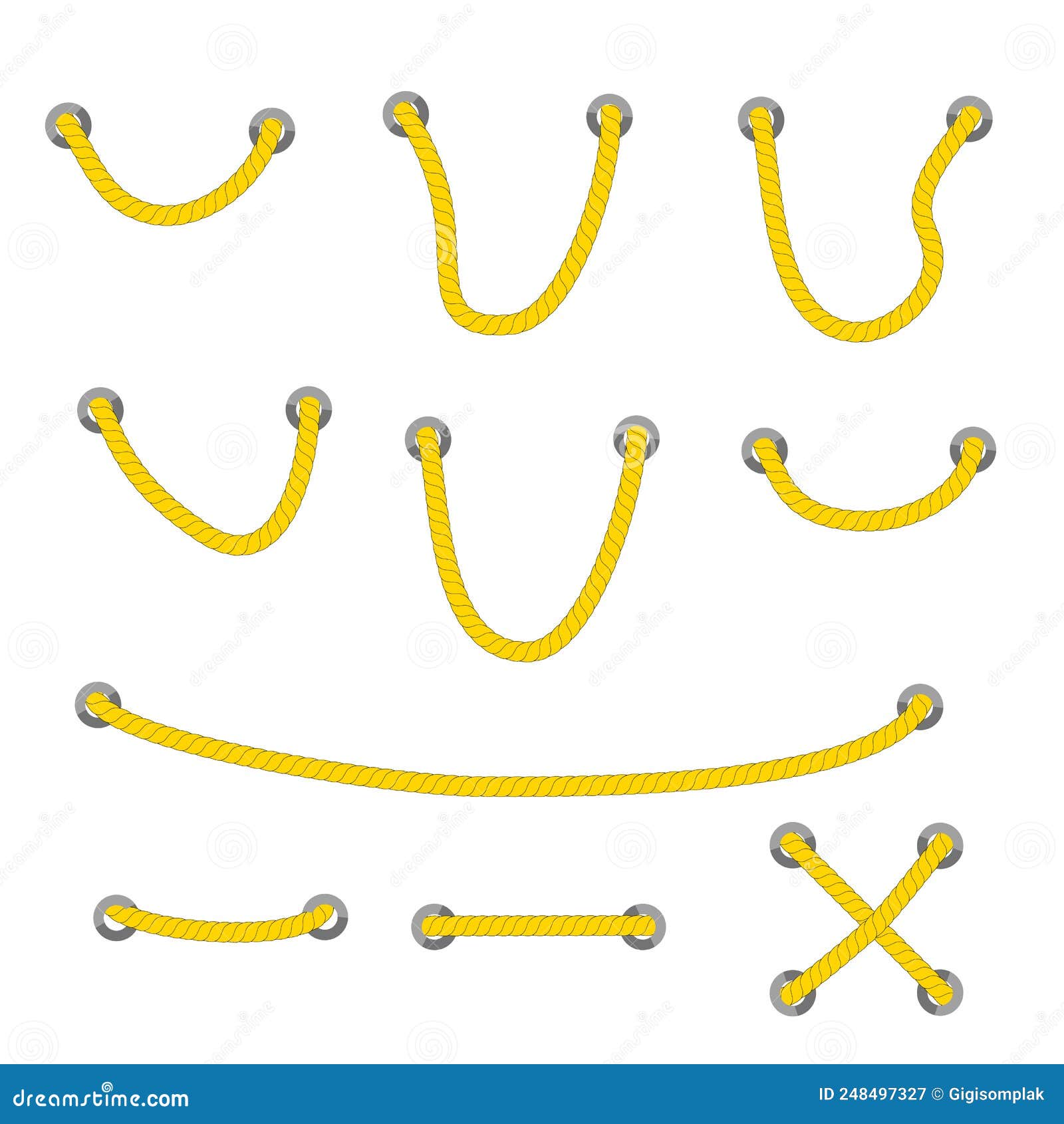 Simple Vector Set Different Style Orange Rope Out from Hole, Isolated ...