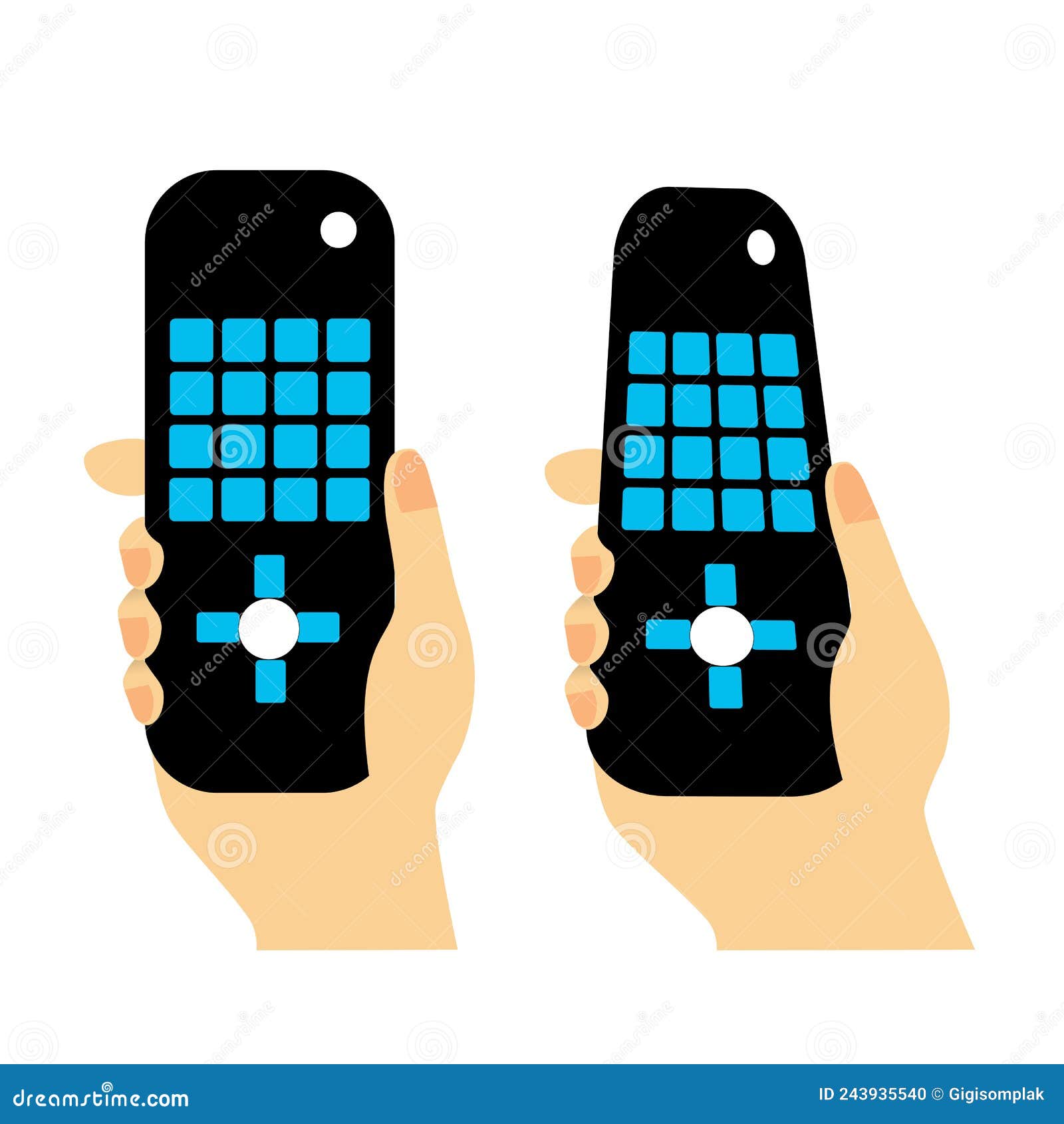 Simple Vector Set 3 Hand Holding Remote Control, Isolated on White ...