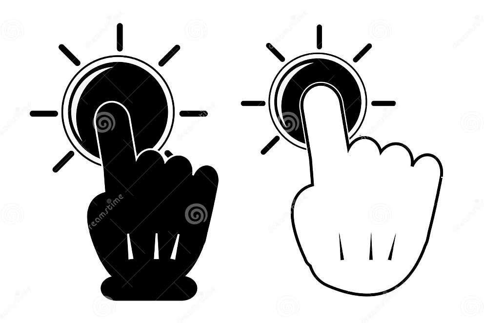 Simple Vector Set 2 Hand Push the Button, Isolated on White Stock ...