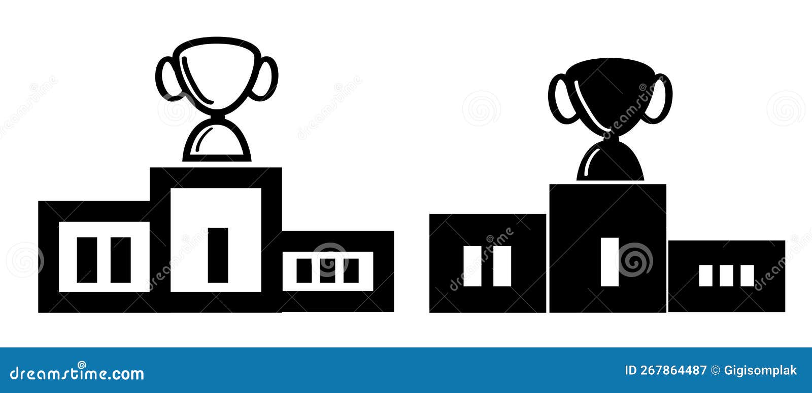 Simple Vector Set 2 Icon, Podium and Trophy Stock Vector - Illustration ...