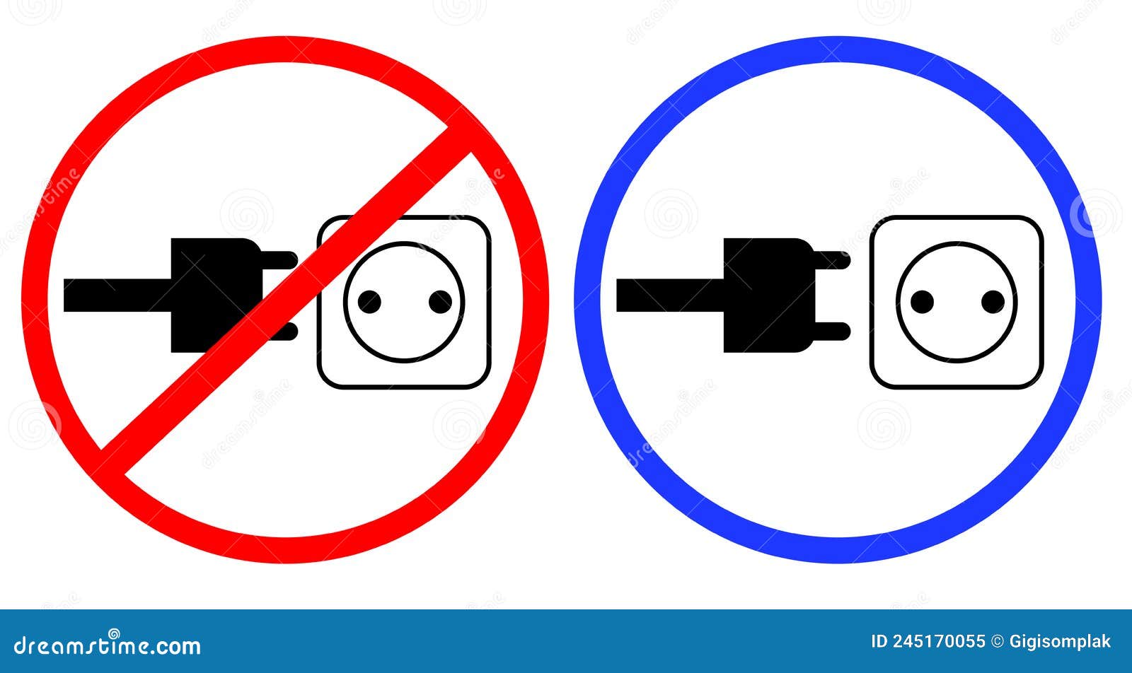 Simple Vector Set Prohibited and Allowed Sign, Charging, Isolated on ...