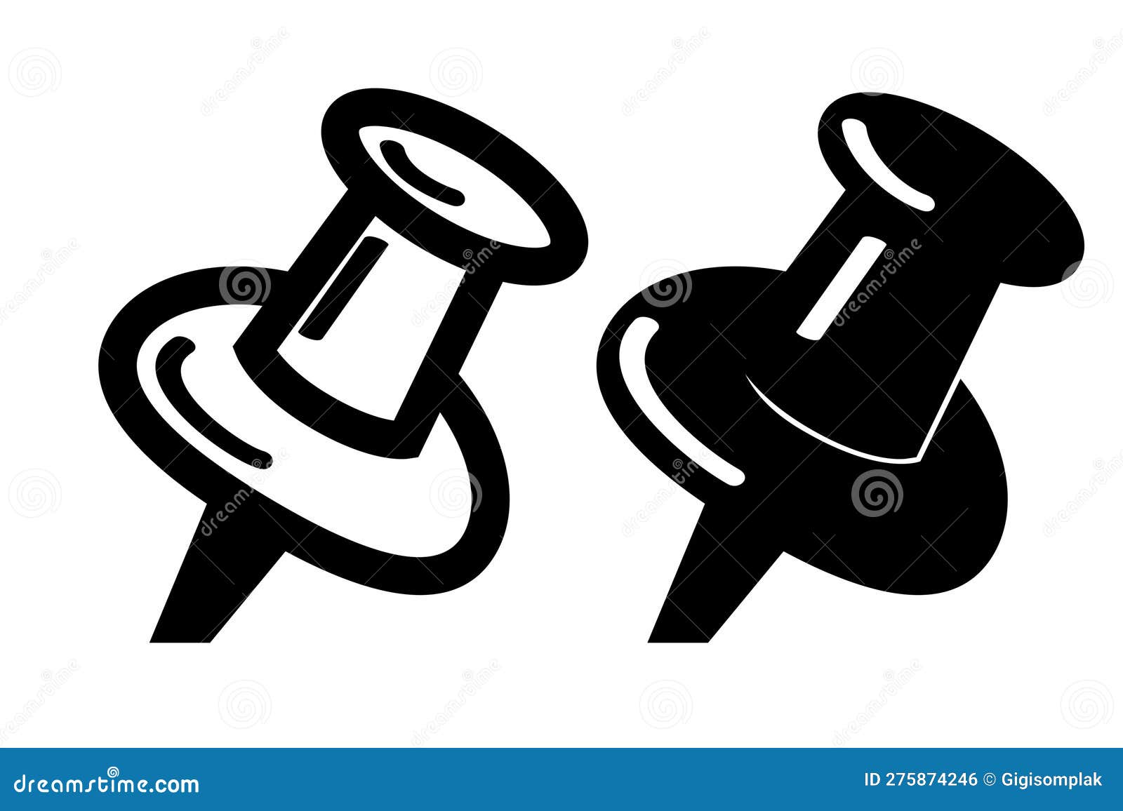 Simple Vector Set 2 Push Pin, Isolated on White Stock Vector ...