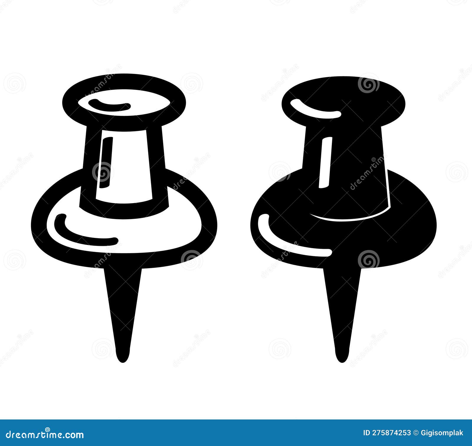 Simple Vector Set 2 Push Pin, Isolated on White Stock Vector ...