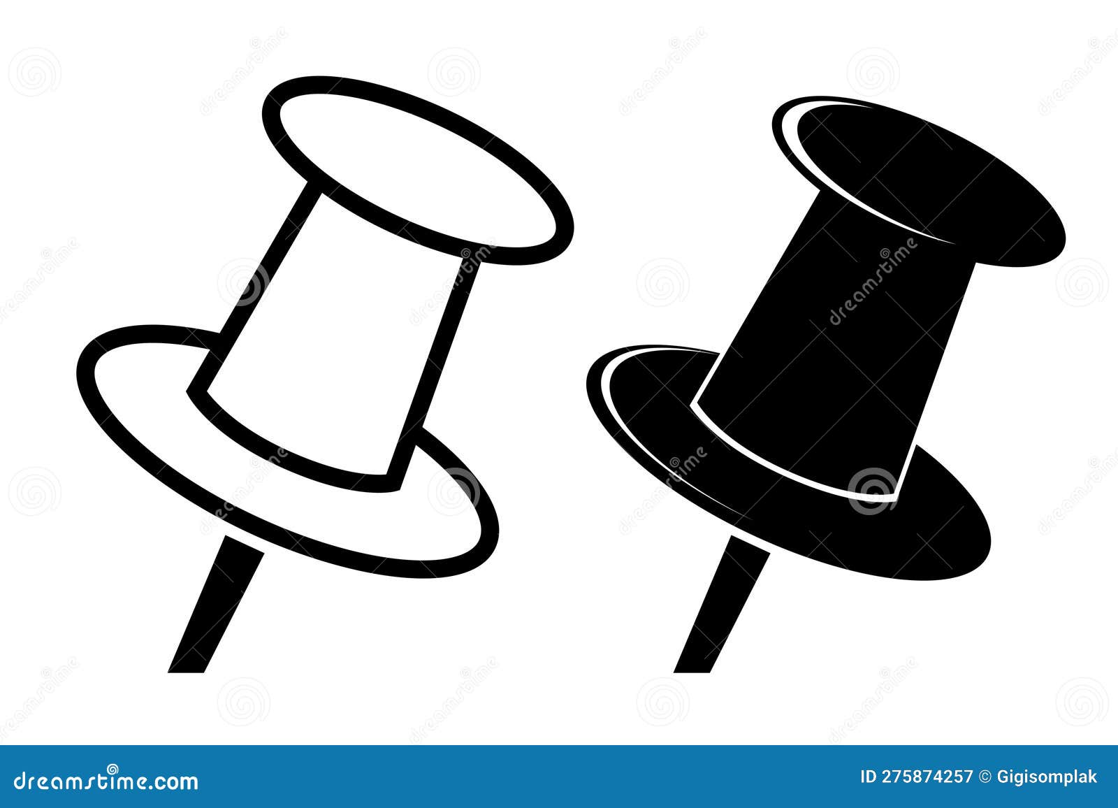 Simple Vector Set 2 Push Pin, Isolated on White Stock Illustration ...