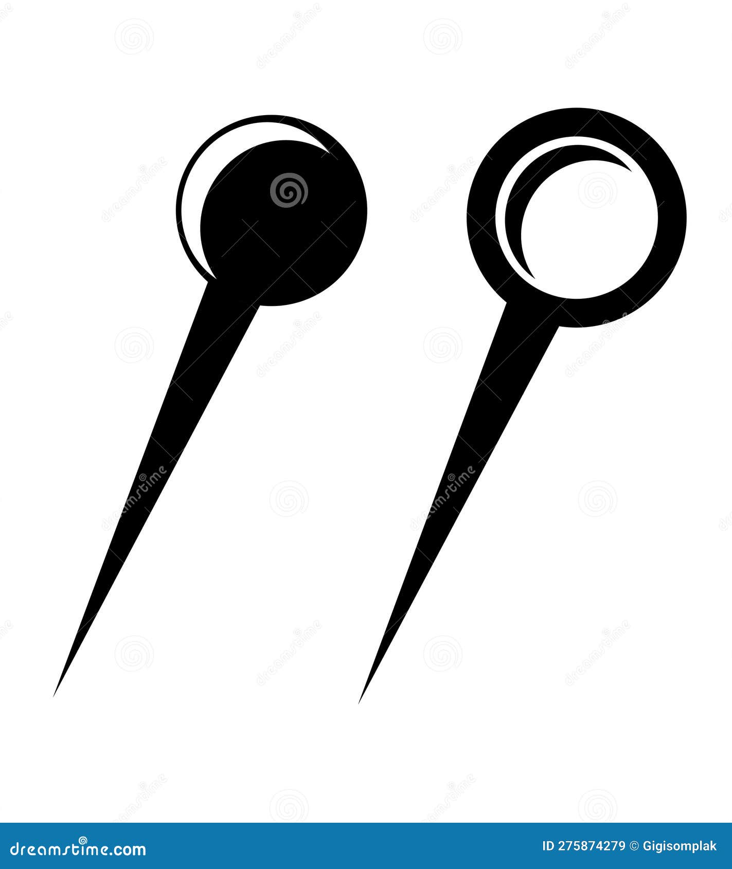 Simple Vector Set 2 Push Pin, Isolated on White Stock Vector ...