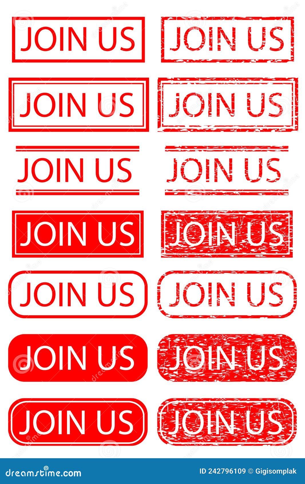 Simple Vector Set 14 of Red Rectangle Rubber Stamp Effect, Join Us ...