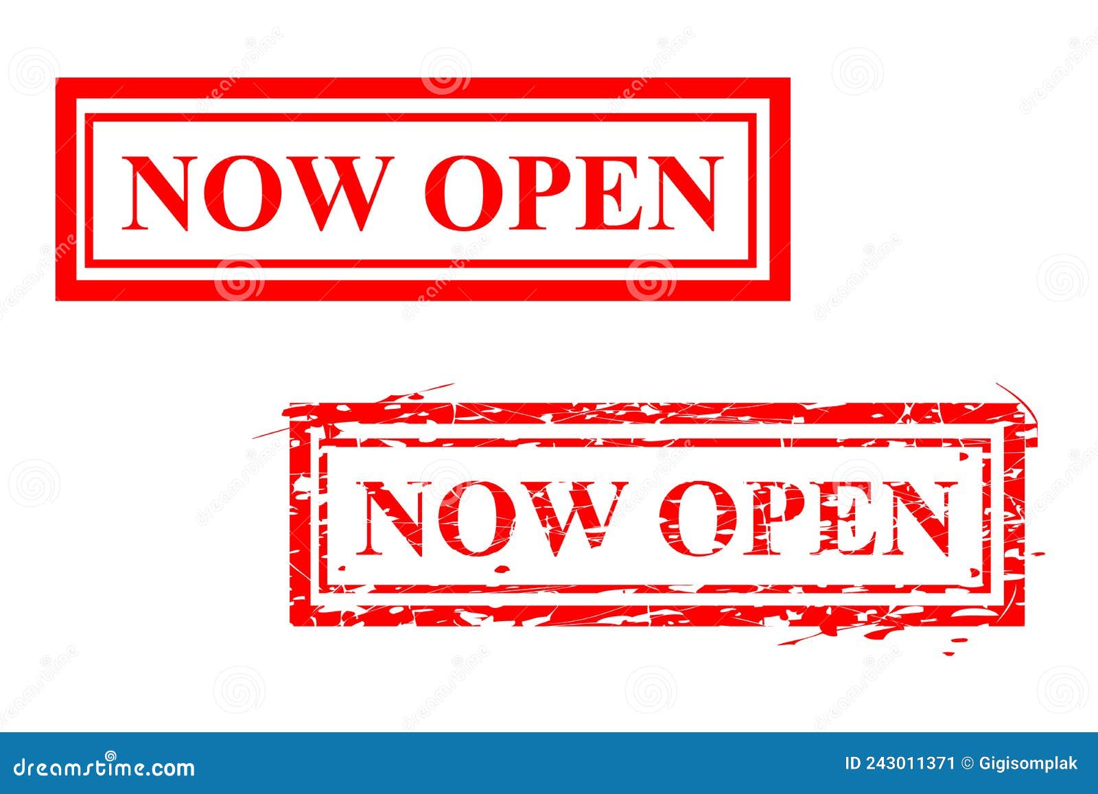 Simple Vector Set 2, Red Rectangle Rubber Stamp Now Open Isolated on ...