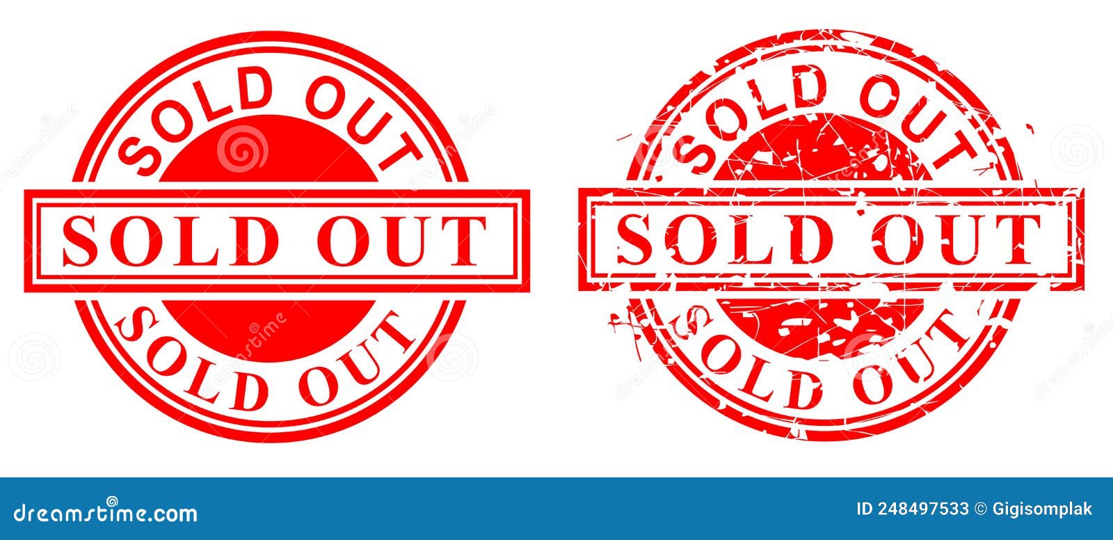 Simple Vector Set 2 Red Rust Circle Rubber Stamp, Sold Out Isolated on ...