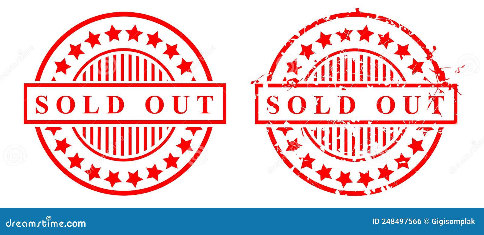 Simple Vector Set 2 Red Rust Circle Rubber Stamp, Sold Out Isolated on ...