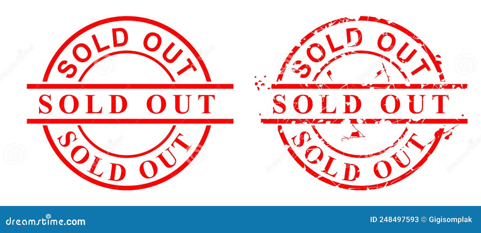 Simple Vector Set 2 Red Rust Circle Rubber Stamp, Sold Out Isolated on ...